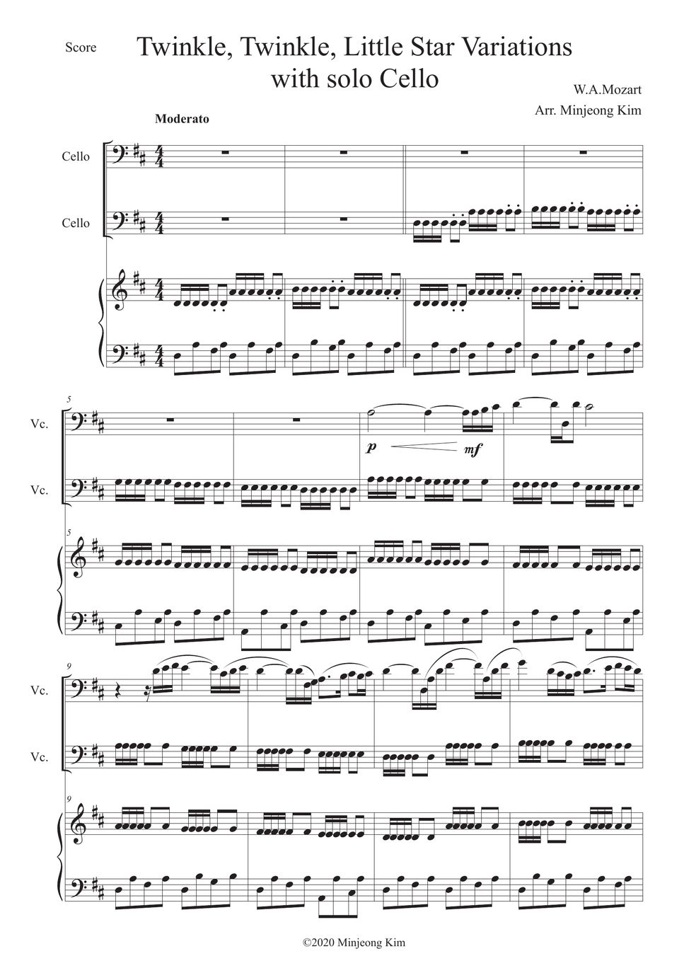 Suzuki Lv.1 - Twinkle Twinkle Little Star Variations for 2 Cello with ...