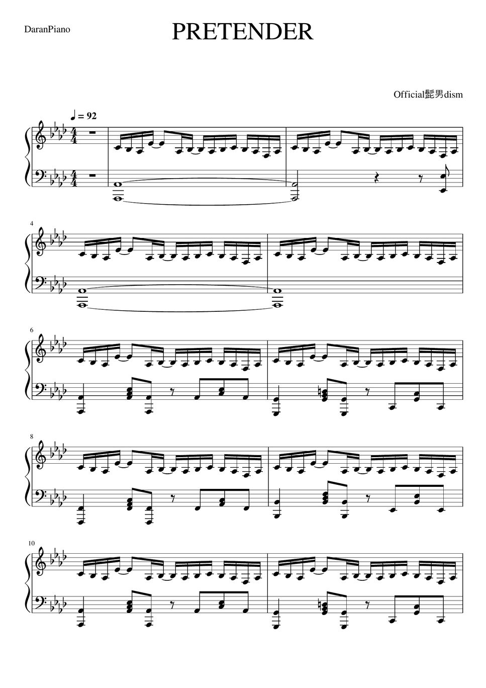 Official髭男dism - Pretender Sheet by DaranPiano