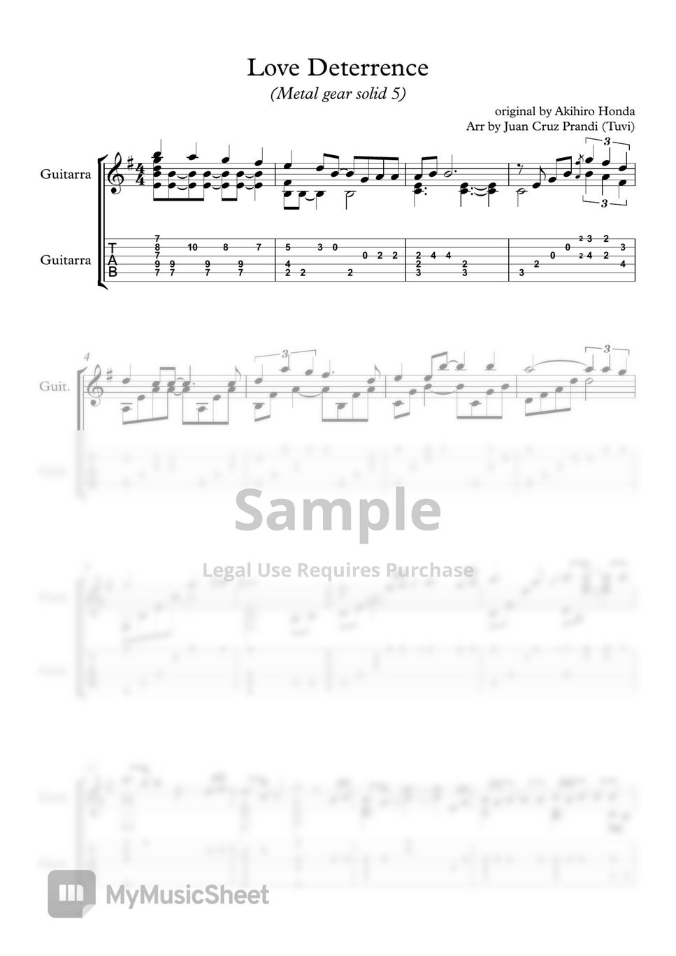 Akihiro Honda - Love deterrence (Classical guitar/Guitar cover) TAB+1 ...