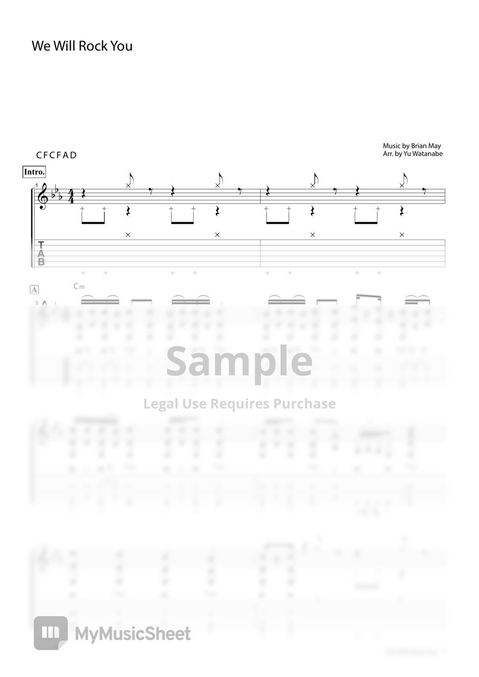 Queen - We Will Rock You Sheets by Yu Watanabe/わたなべゆう