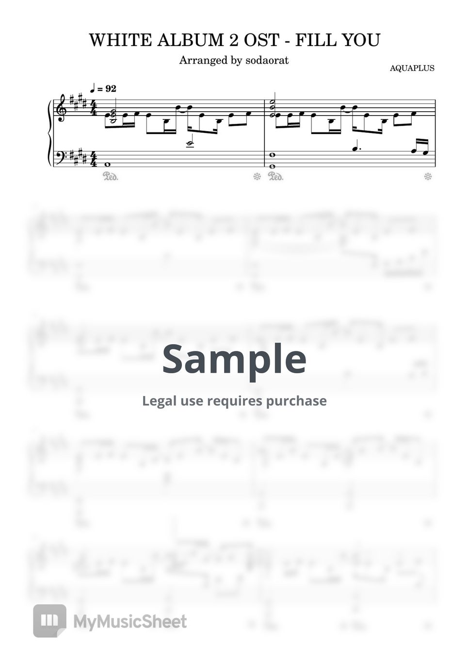 AQUAPLUS - WHITE ALBUM 2 OST - FILL YOU Sheets by sodaorat