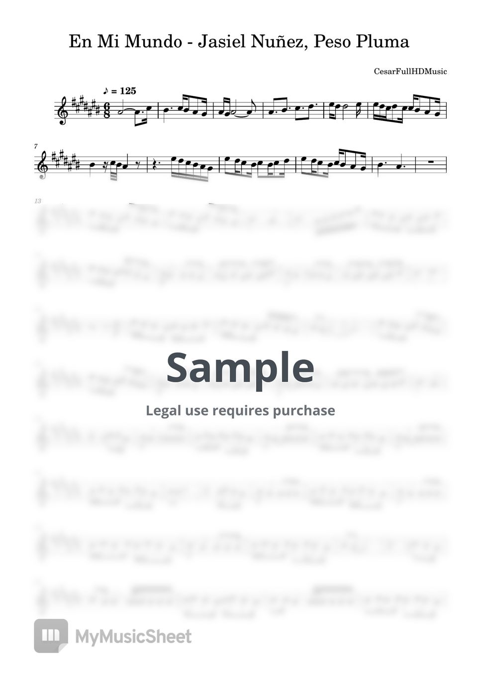 Jasiel Nuñez, Peso Pluma - En Mi Mundo Sheet Music