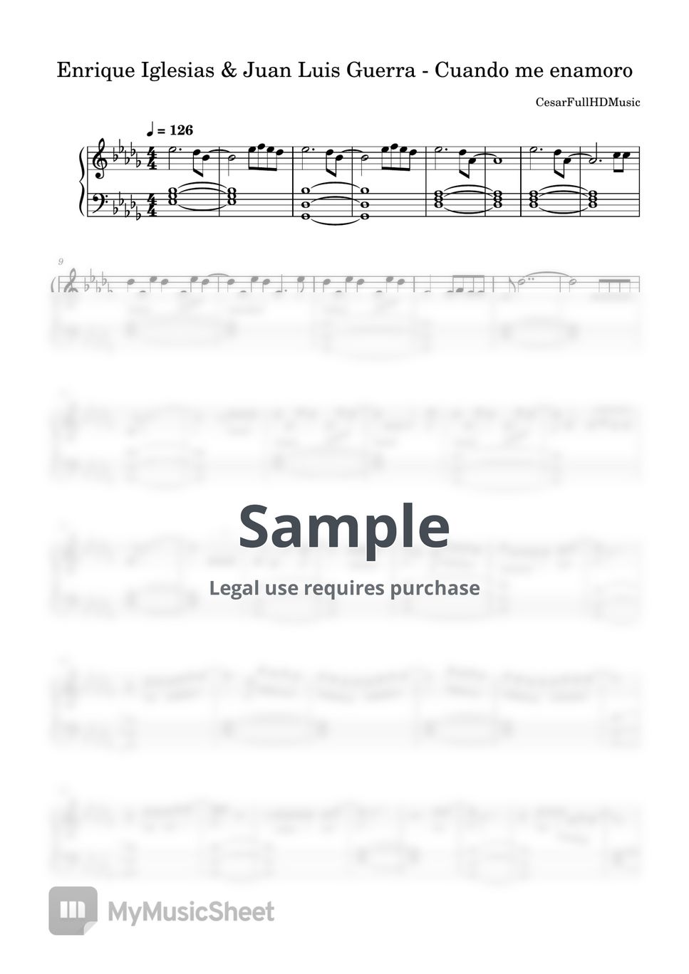 Enrique Iglesias & Juan Luis Guerra - Cuando me enamoro Sheets