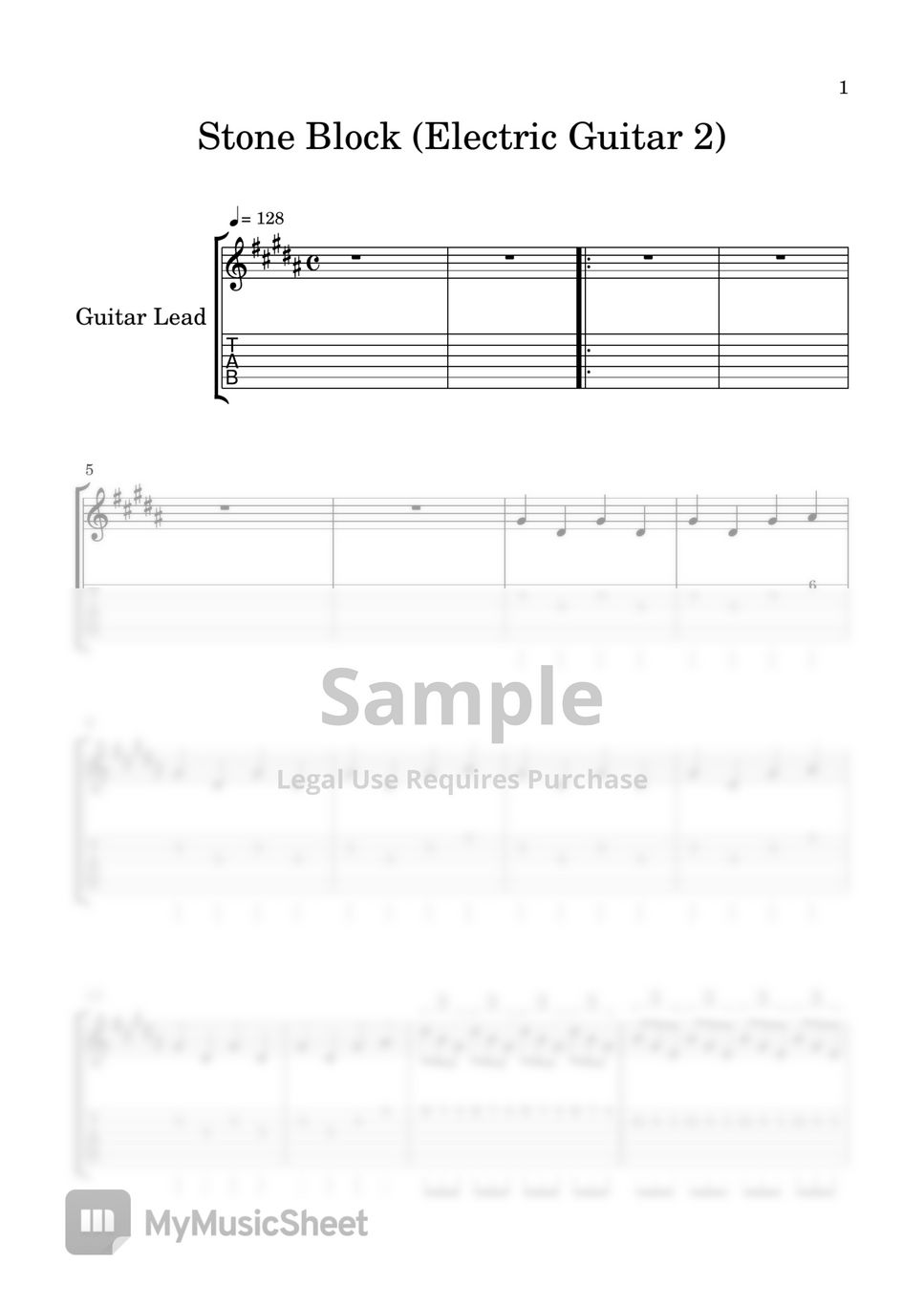 Ha Hyun Woo - Stone Block (guitar 2) Tab + 1staff by Just Music And Film