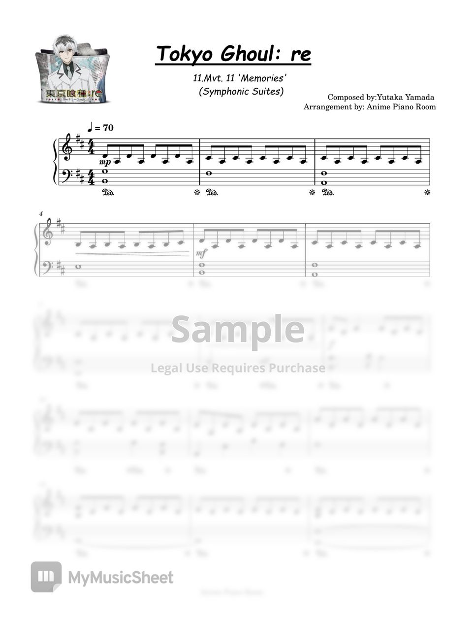 Tokyo Ghoul: re 'Memories' (Symphonic Suites) (Anime Piano) Sheet Music ...
