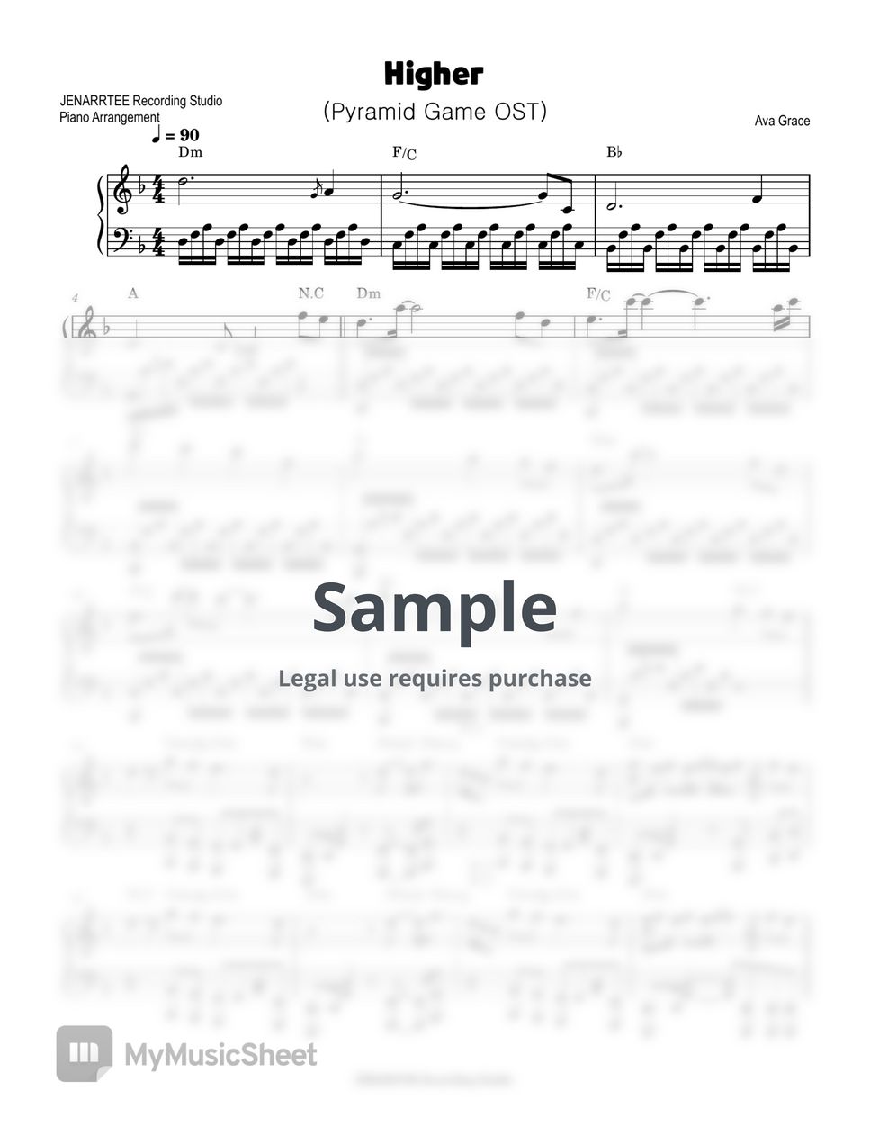 Ava Grace - Higher (Pyramid Game OST) แผ่น by JENARRTEE Recording Studio