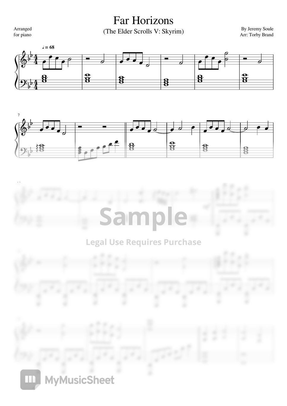 The Elder Scrolls V: Skyrim - Far Horizons Sheet Music by Torby Brand