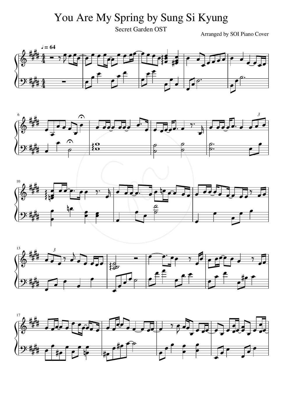 [Secret Garden OST] Sung Si Kyung - You Are My Spring (Solo Piano ...