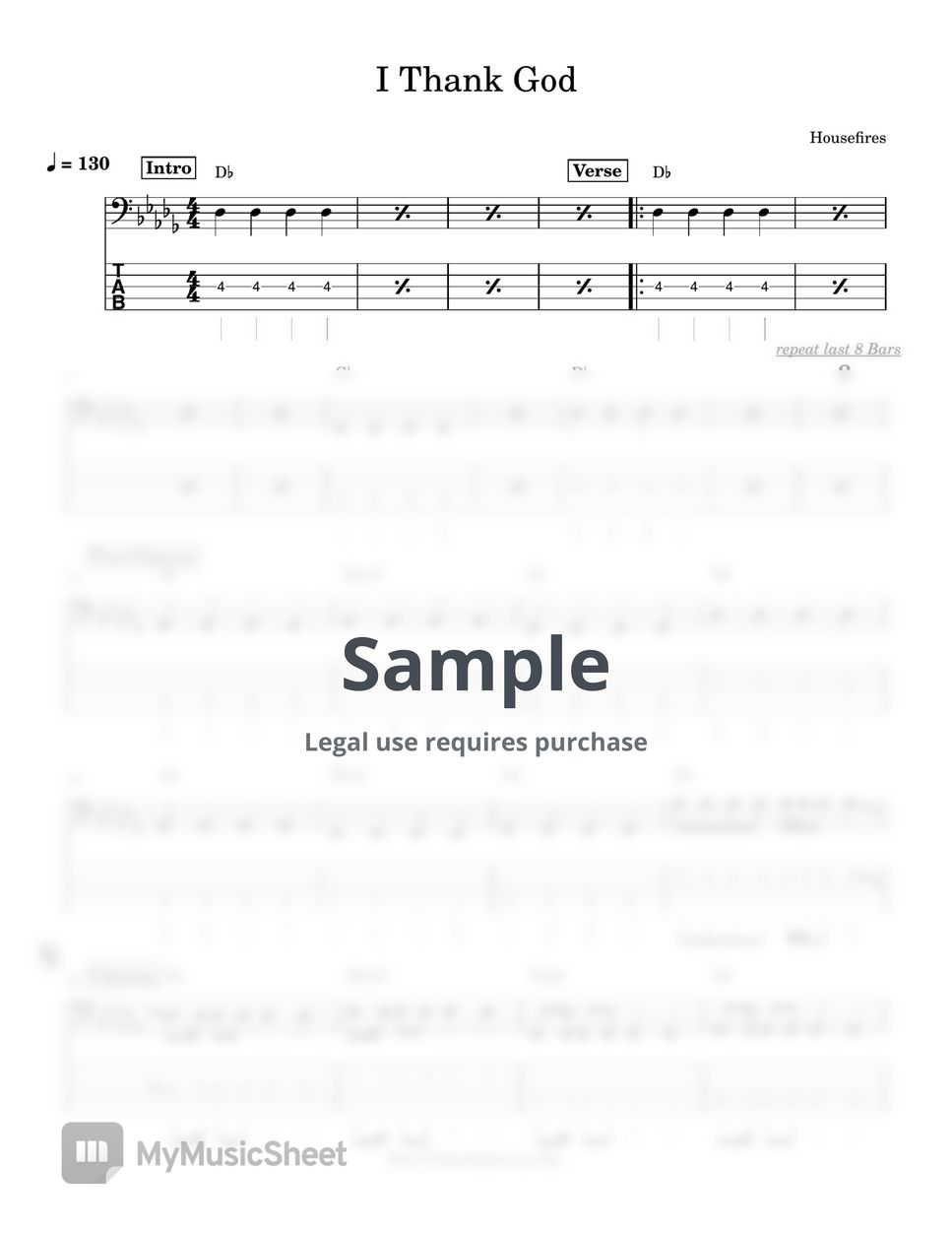 Housefires - I Thank God 악보 by Housefires