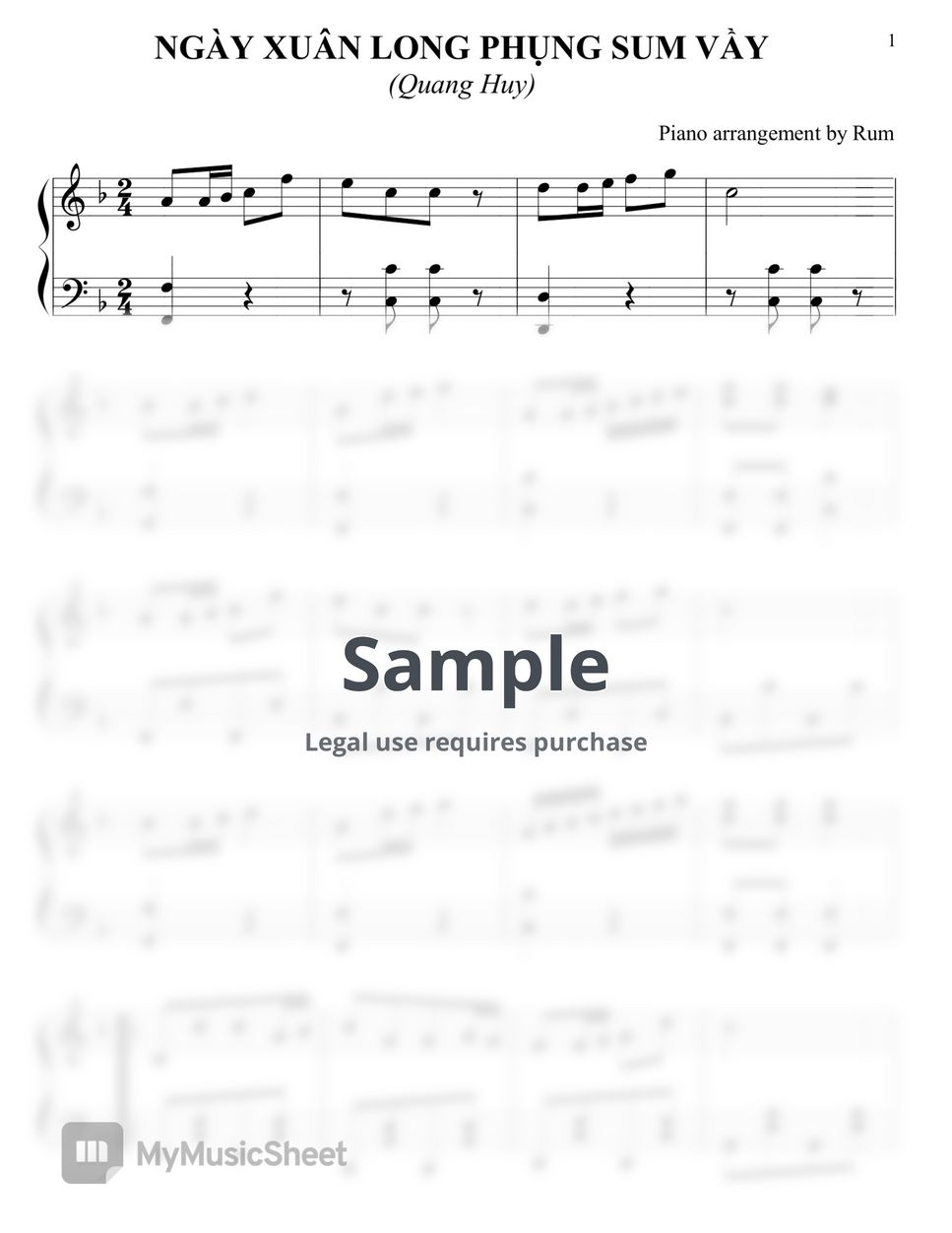 Quang Huy - Ngày Xuân Long Phụng Sum Vầy Partition musicale by Rum Piano