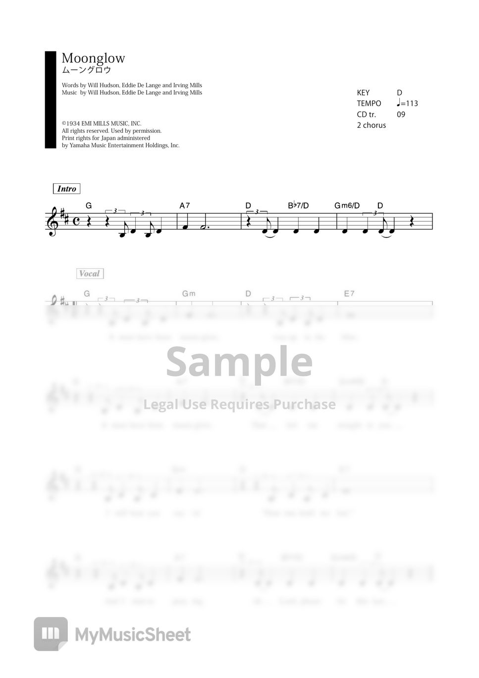 MOONGLOW (VOCAL MAGAZINE) Sheets by Far East Island Record