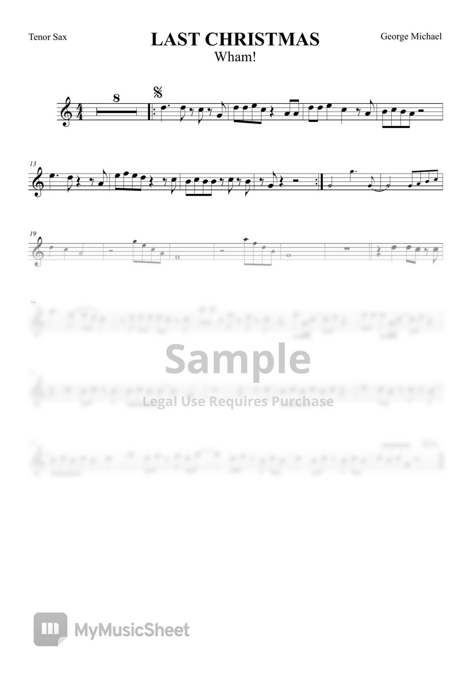 Wham, George Michael - Last Christmas Sheet by Ivan Marini