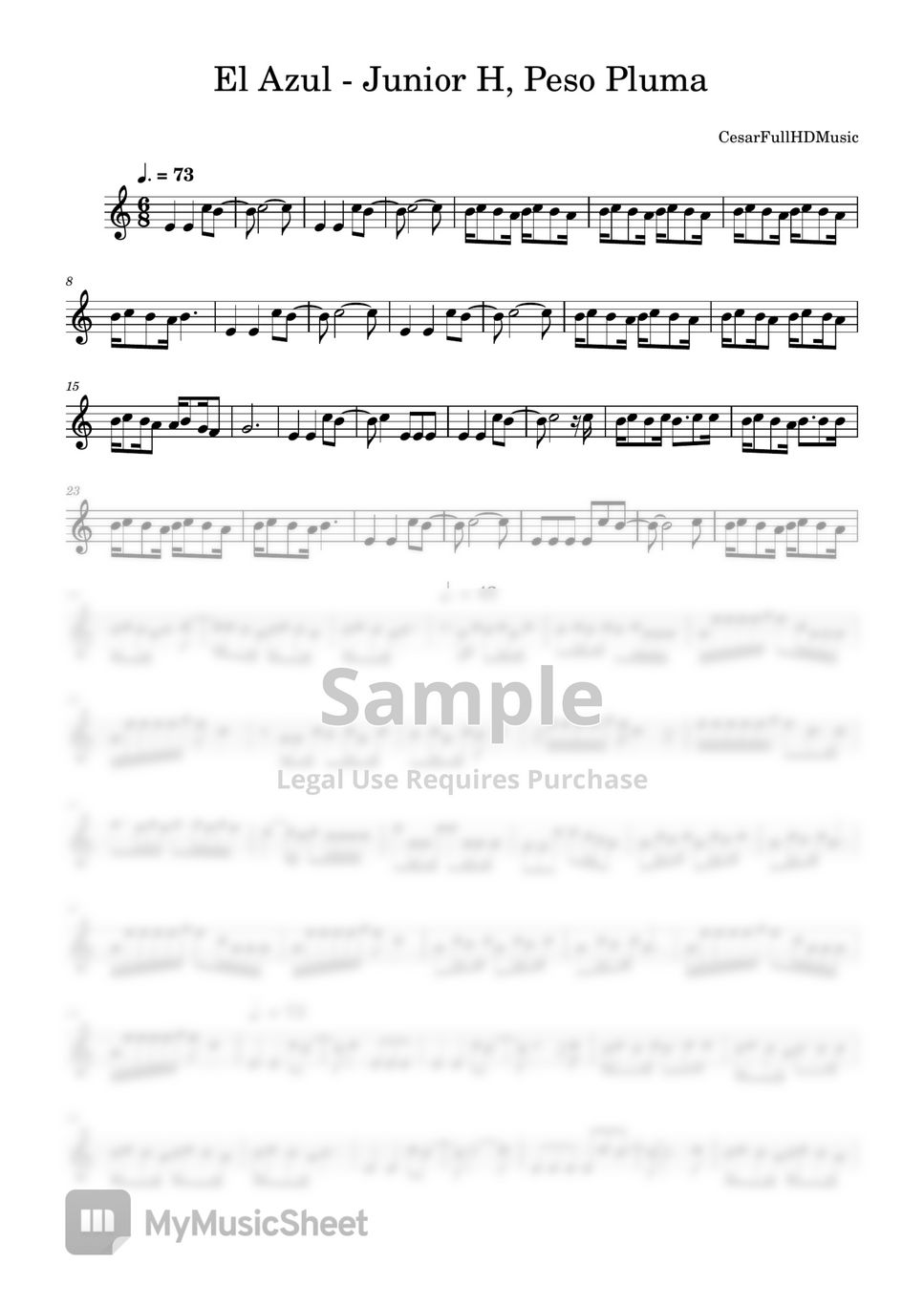 Junior H, Peso Pluma - El Azul Sheet Music