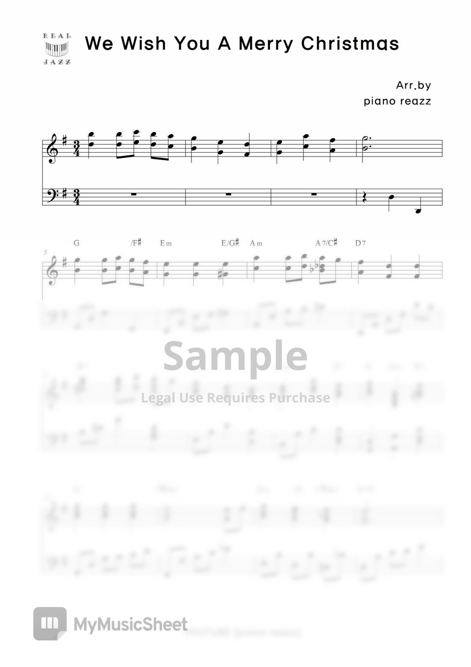 Carol - We Wish You a Merry Christmas (Easy New Age) 樂譜 by piano reazz