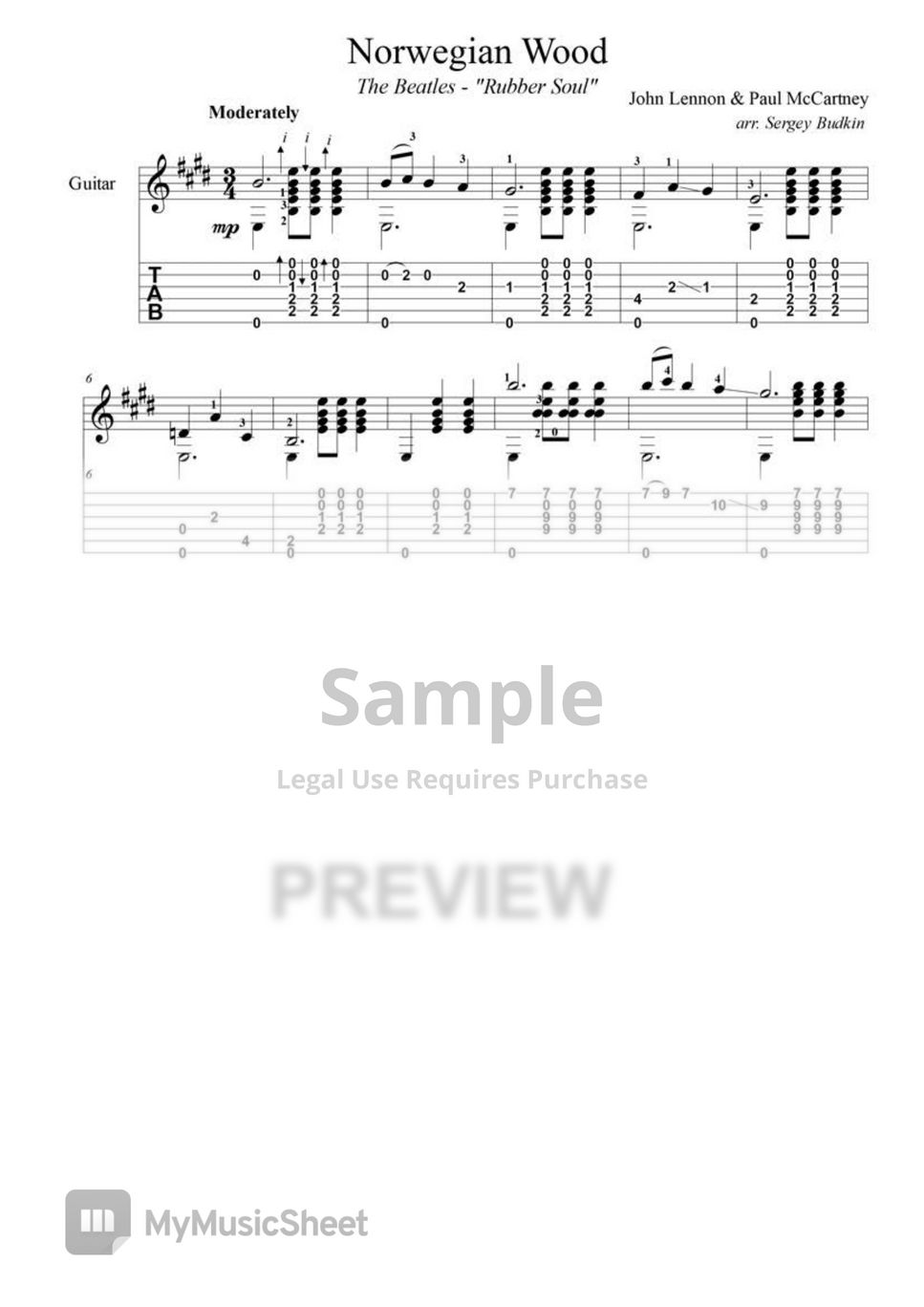 The Beatles - Norwegian Wood Sheets by Buddy_King