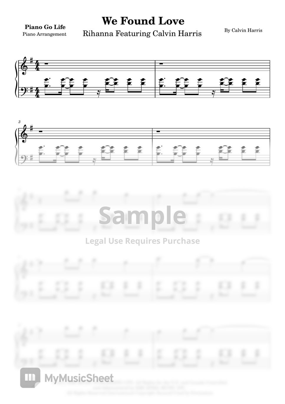 Rihanna - We Found Love Ноты by Piano Go Life