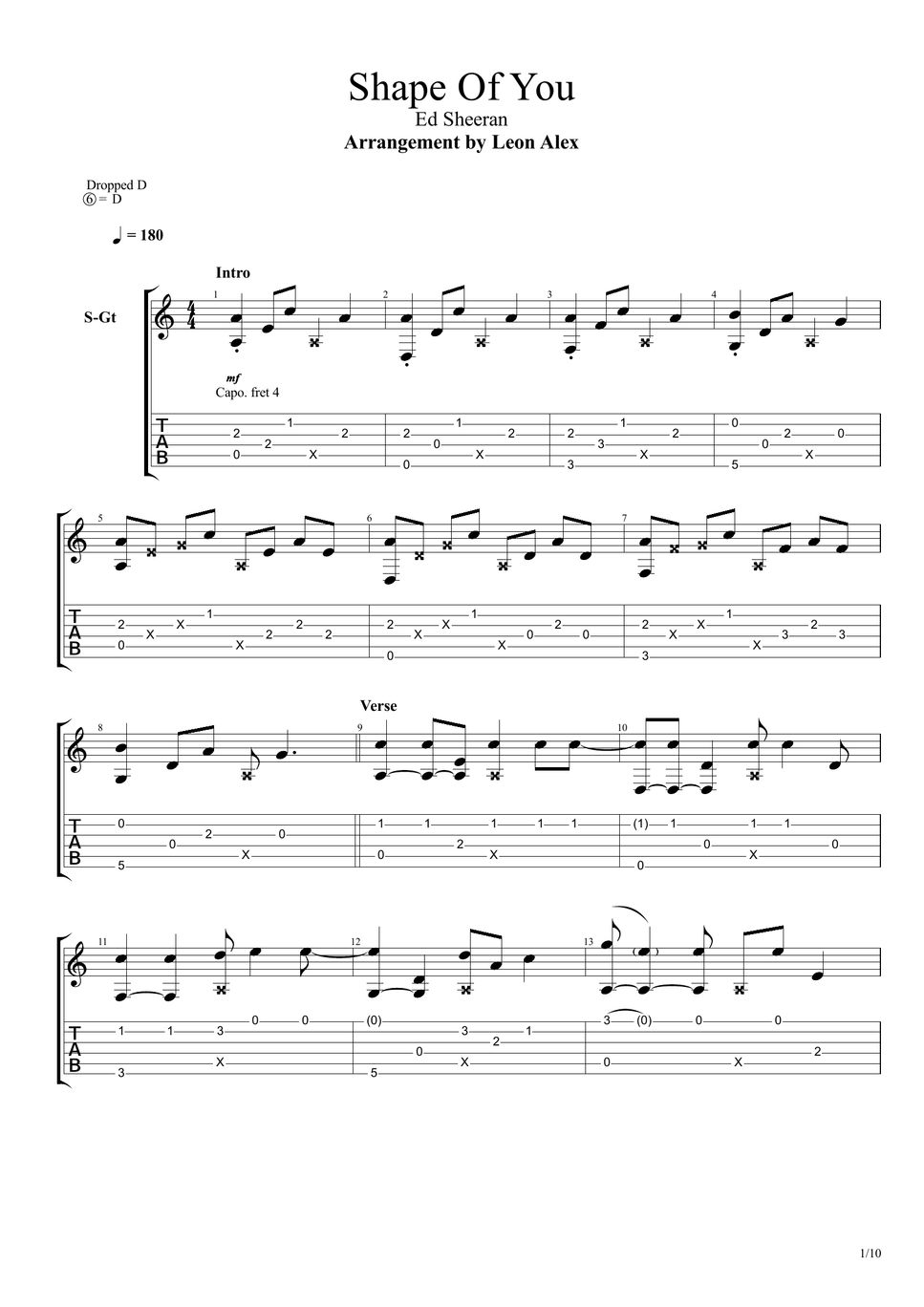 Ed Sheeran - Shape Of You (Guitar) Sheet by Leon Alex