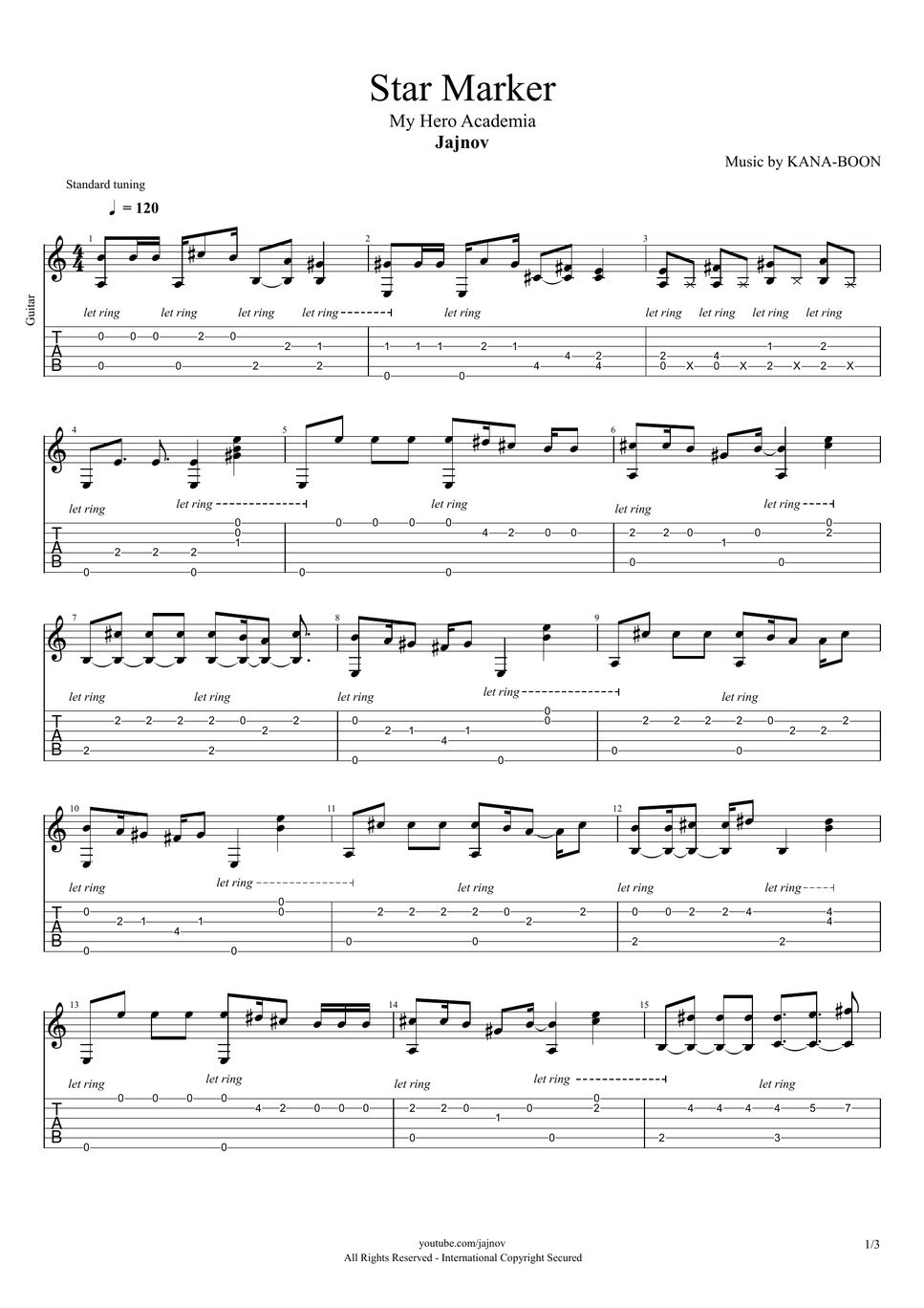 My Hero Academia OP - Star Marker 악보 by Jajnov