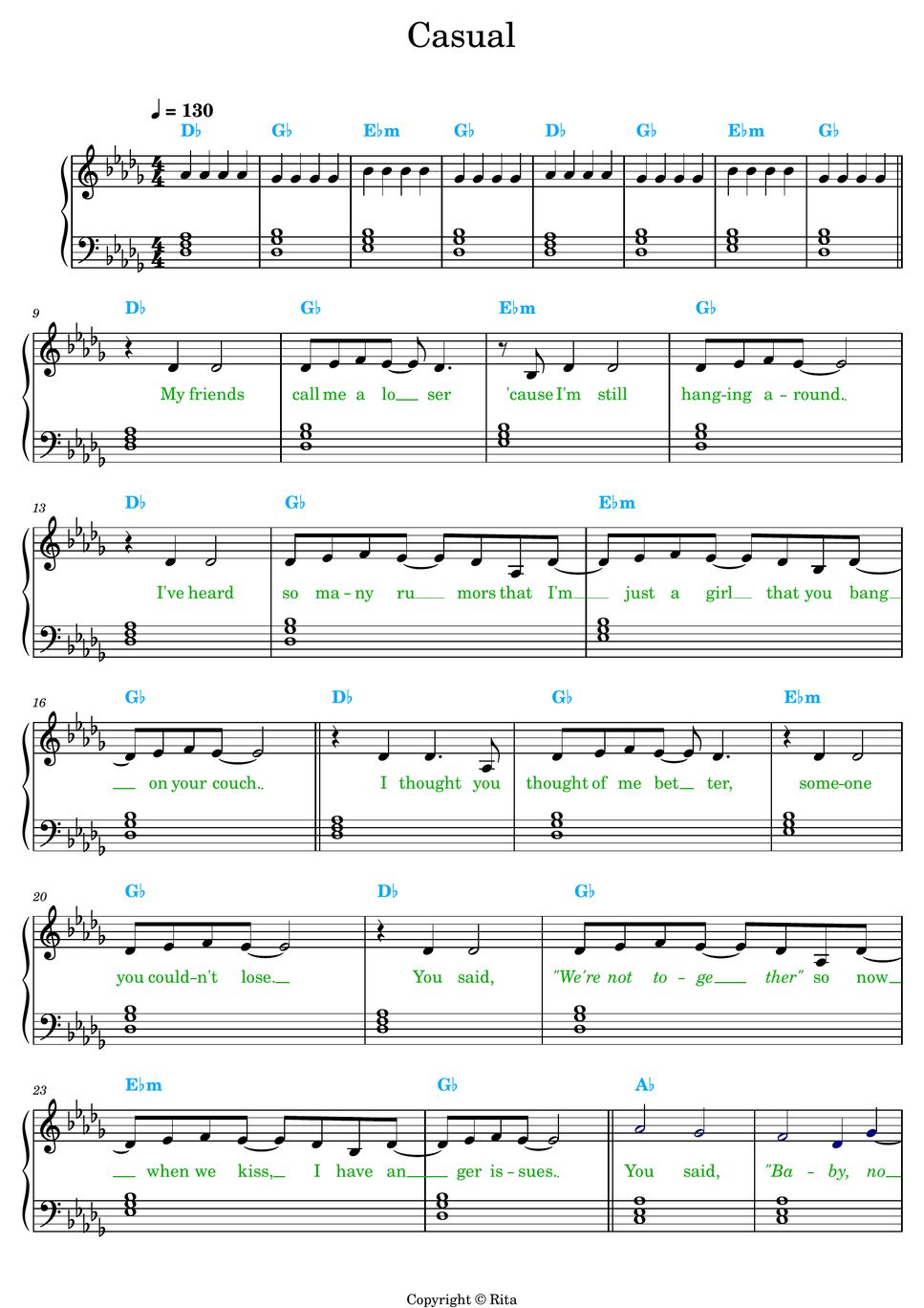 Chappell Roan - Casual (lyrics) Sheets by Rita B