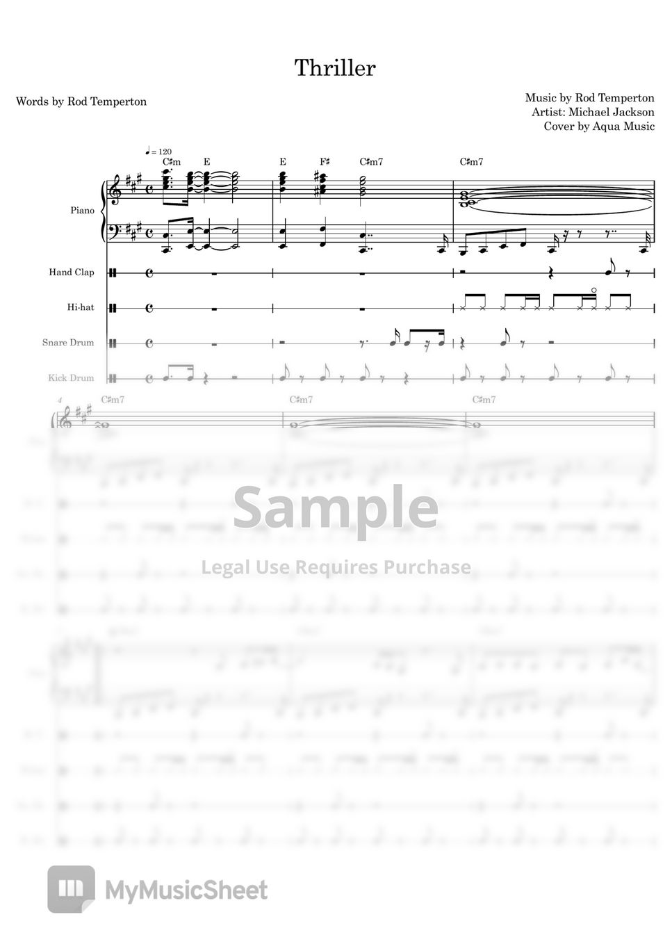 Michael Jackson - Michael Jackson - Thriller (Piano + Drum) Sheet Music ...