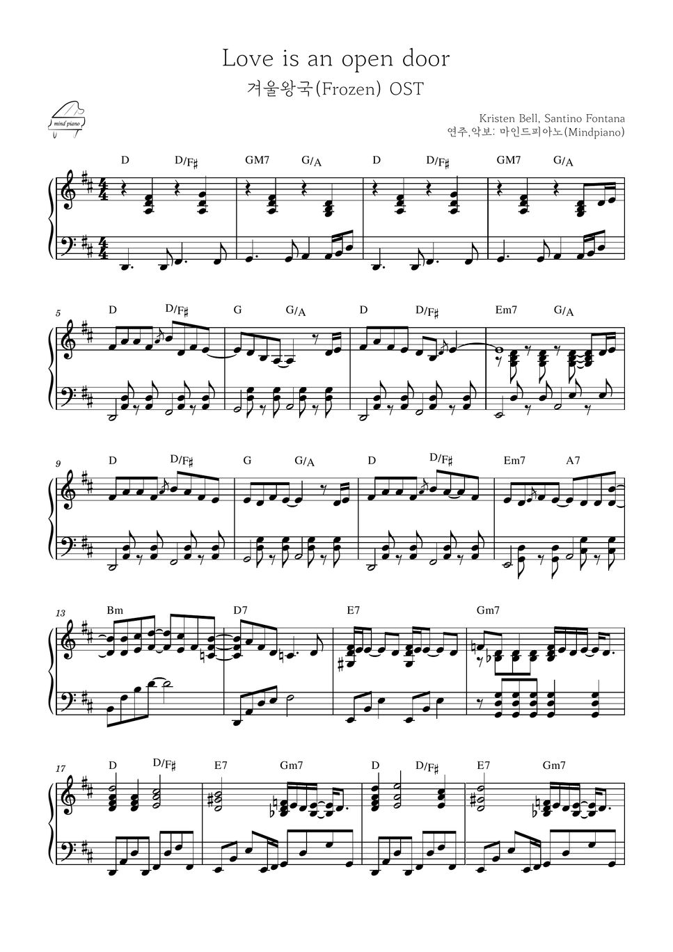 Frozen OST - Love is an open door Sheets by Mindpiano