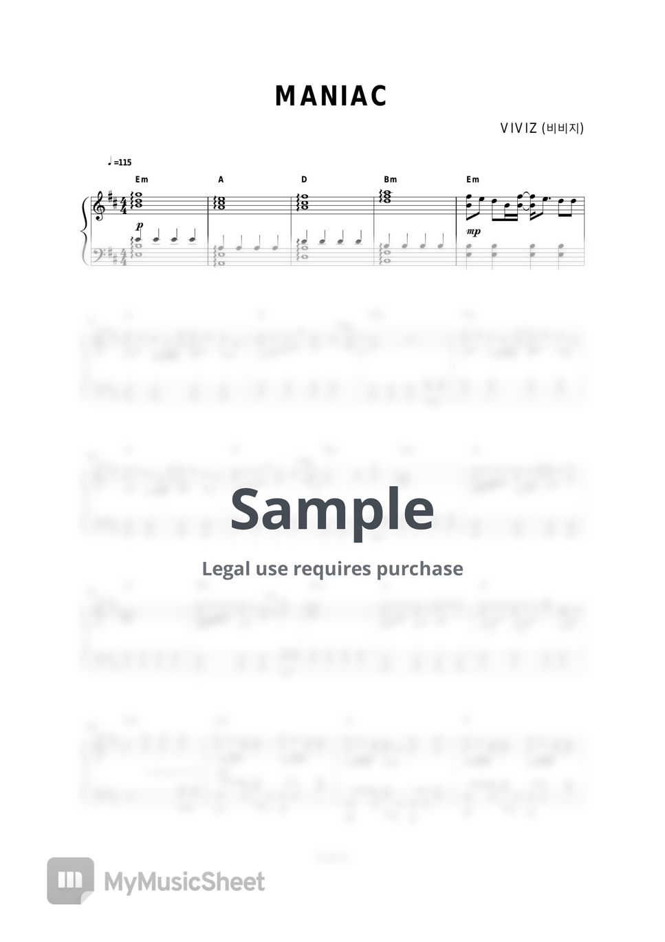 VIVIZ (비비지) - MANIAC Piano Sheet Music PDF | Dopiano | mymusic5