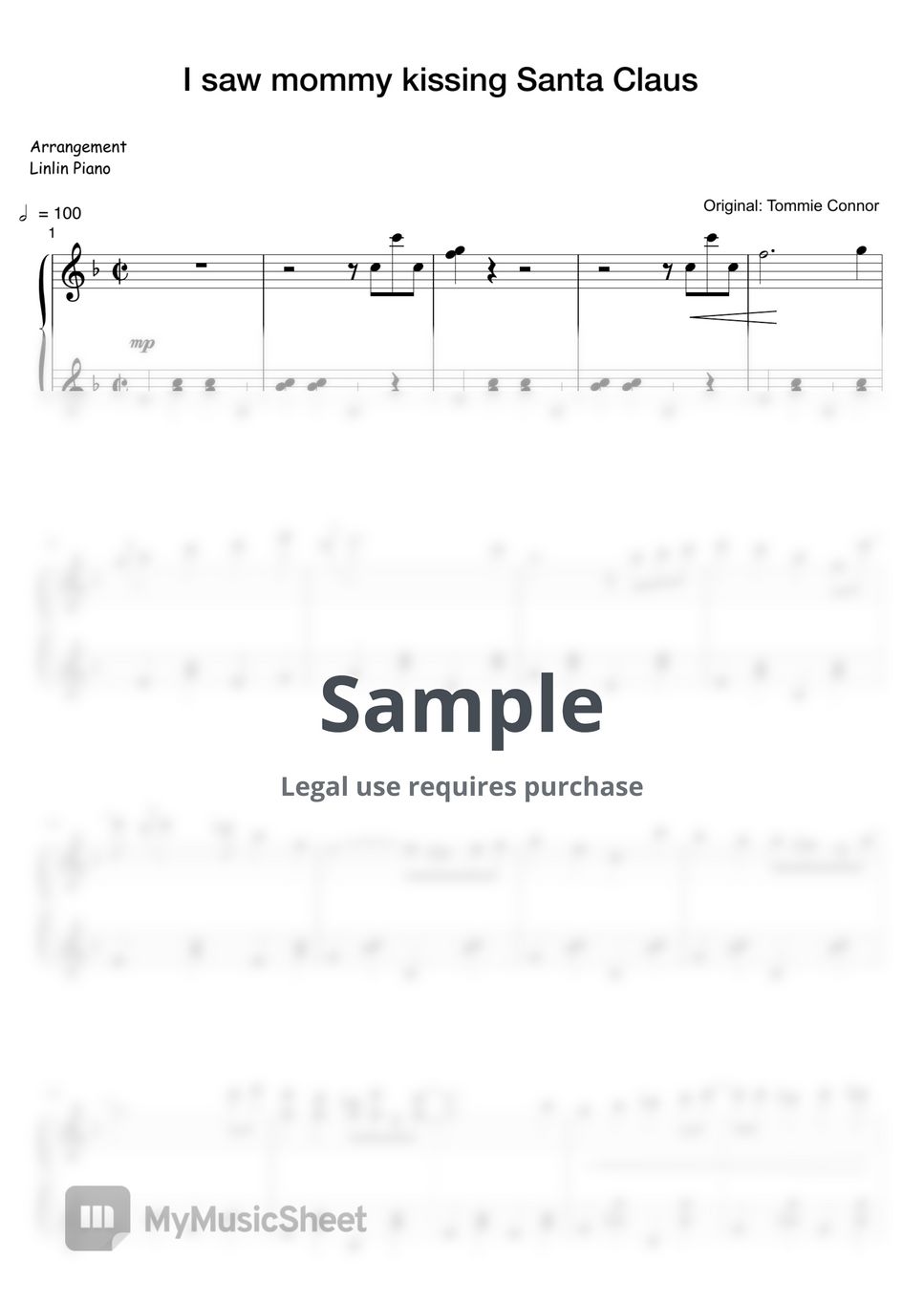 Tommie Connor - I Saw Mommy Kissing Santa Claus Sheets by Linlin Piano