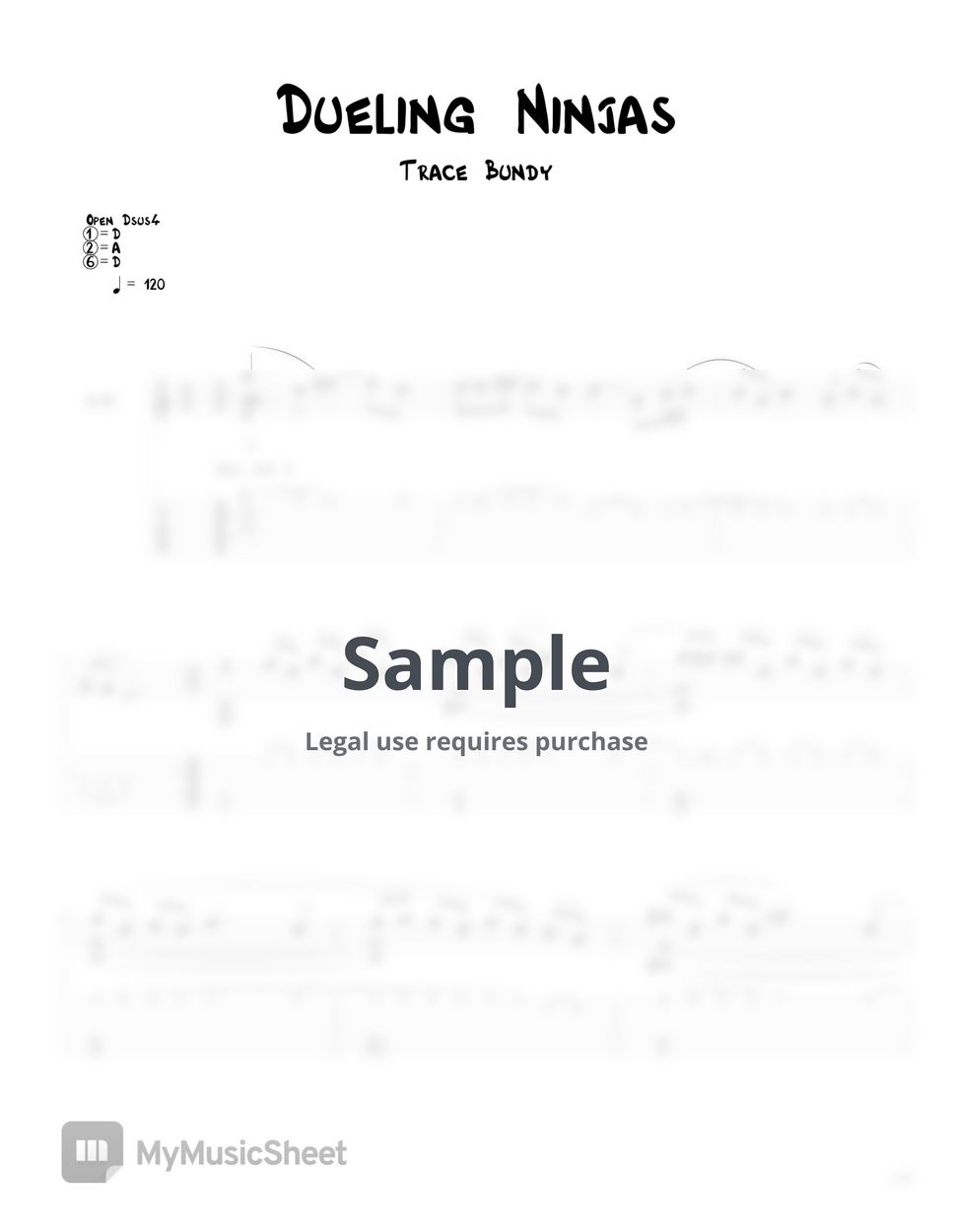 Trace Bundy - Dueling Ninjas Tab + 1staff by Agape Guitar