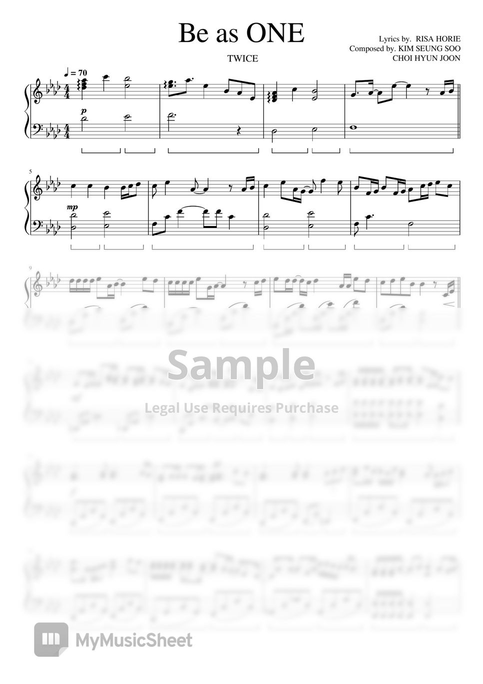 TWICE - Be as ONE Sheet Music by ちゃんRINA。