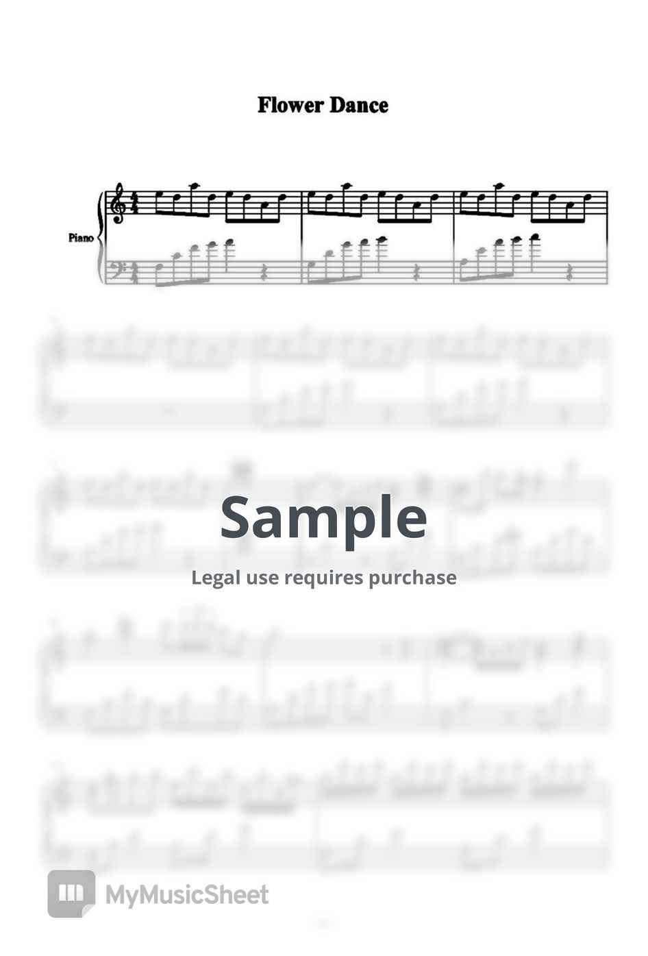 Flower Dance - Flower Dance C大调版 钢琴谱 五线谱 钢琴版 악보 by Flower Dance