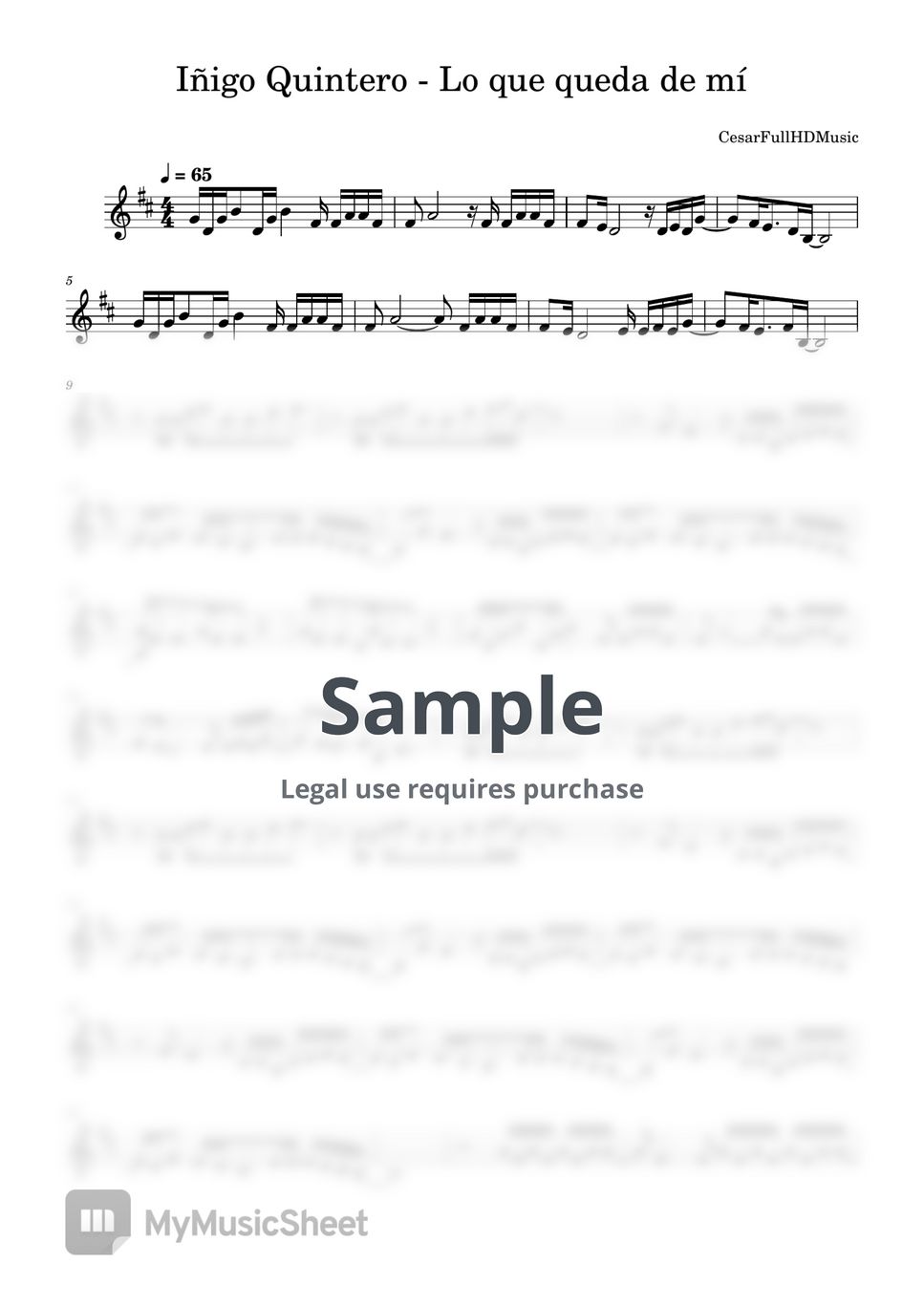 Iñigo Quintero - Lo que queda de mí Sheets