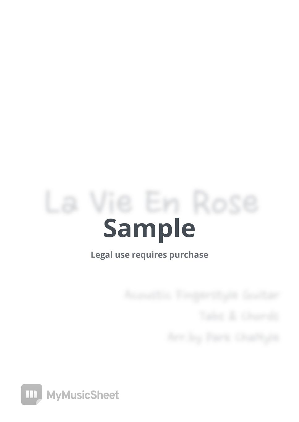 Louiguy - La Vie En Rose (Fingerstyle Guitar) แทป + บรรทัด 5 เส้น 1 ชุด ...