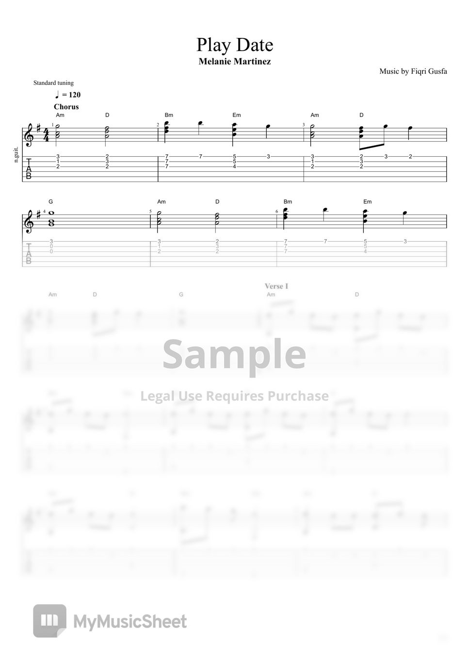 Melanie Martinez - Play Date タブ + 五線譜 by Fiqri Gusfa