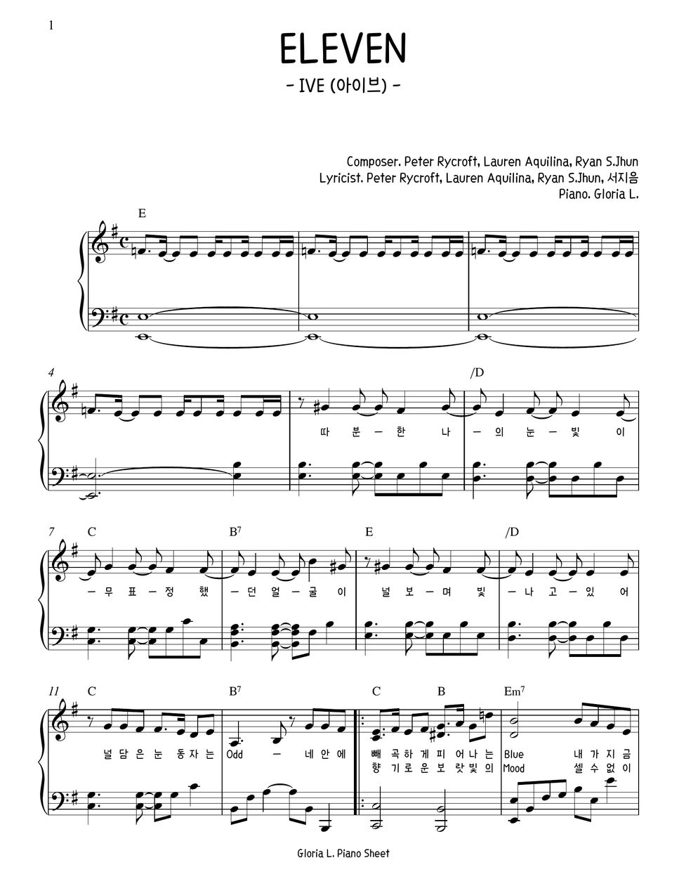 IVE (아이브) - ELEVEN Sheet by Gloria L.