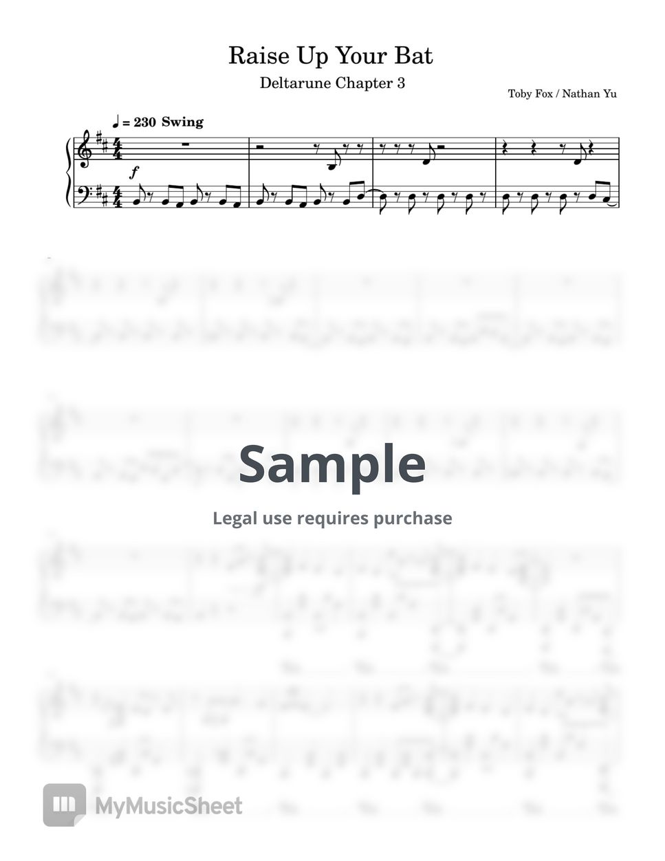 Toby Fox - Raise Up Your Bat Sheet Music by Nathan Yu