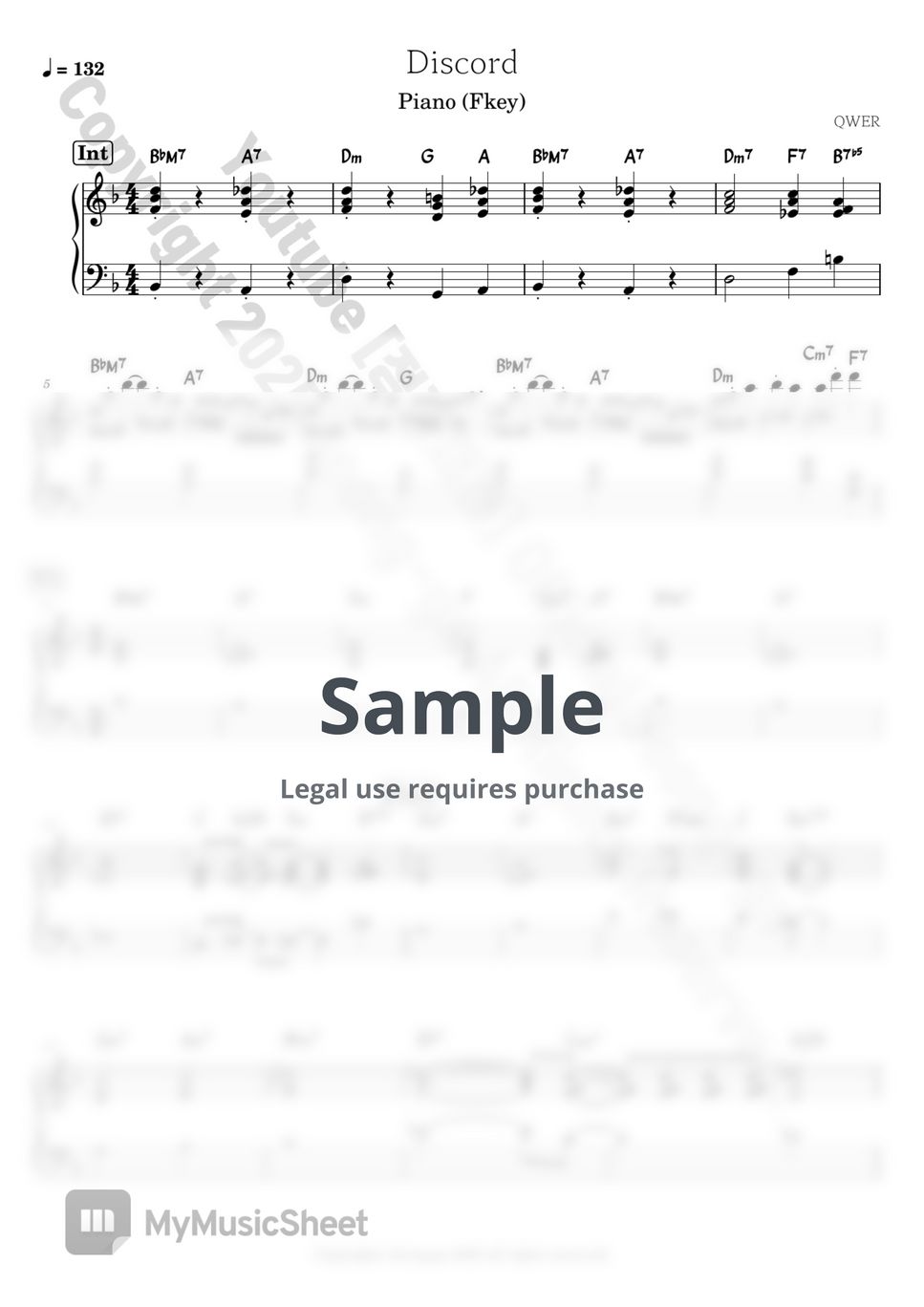 QWER - Discord (Piano Fkey) Sheets by Youtube [정가채널] Official Jeong-ga
