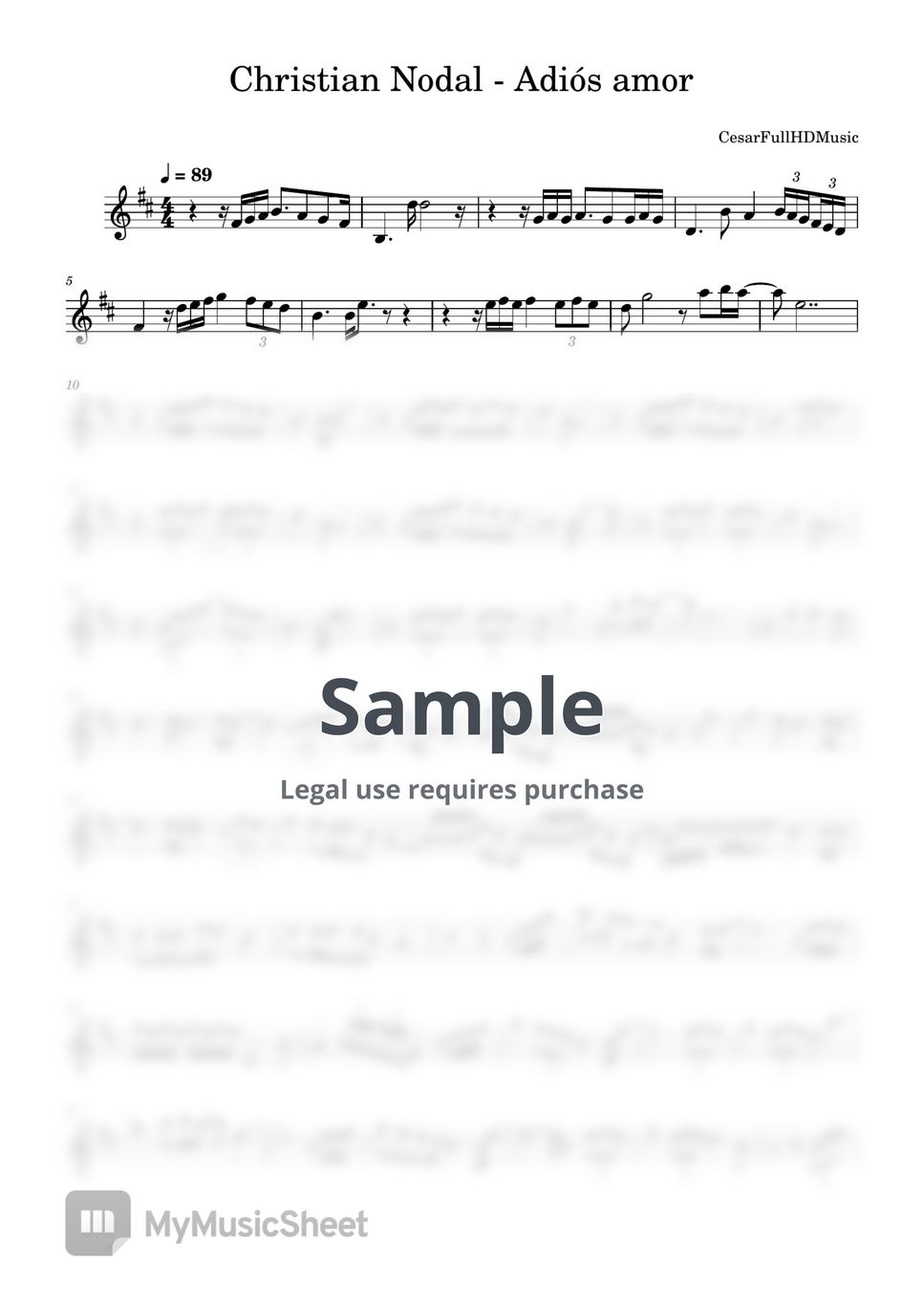 Christian Nodal - Adiós amor Sheet Music