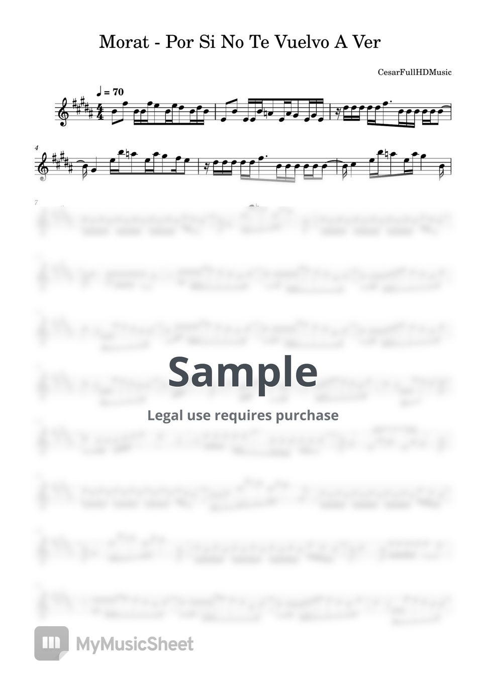 Morat - Por Si No Te Vuelvo A Ver Sheets