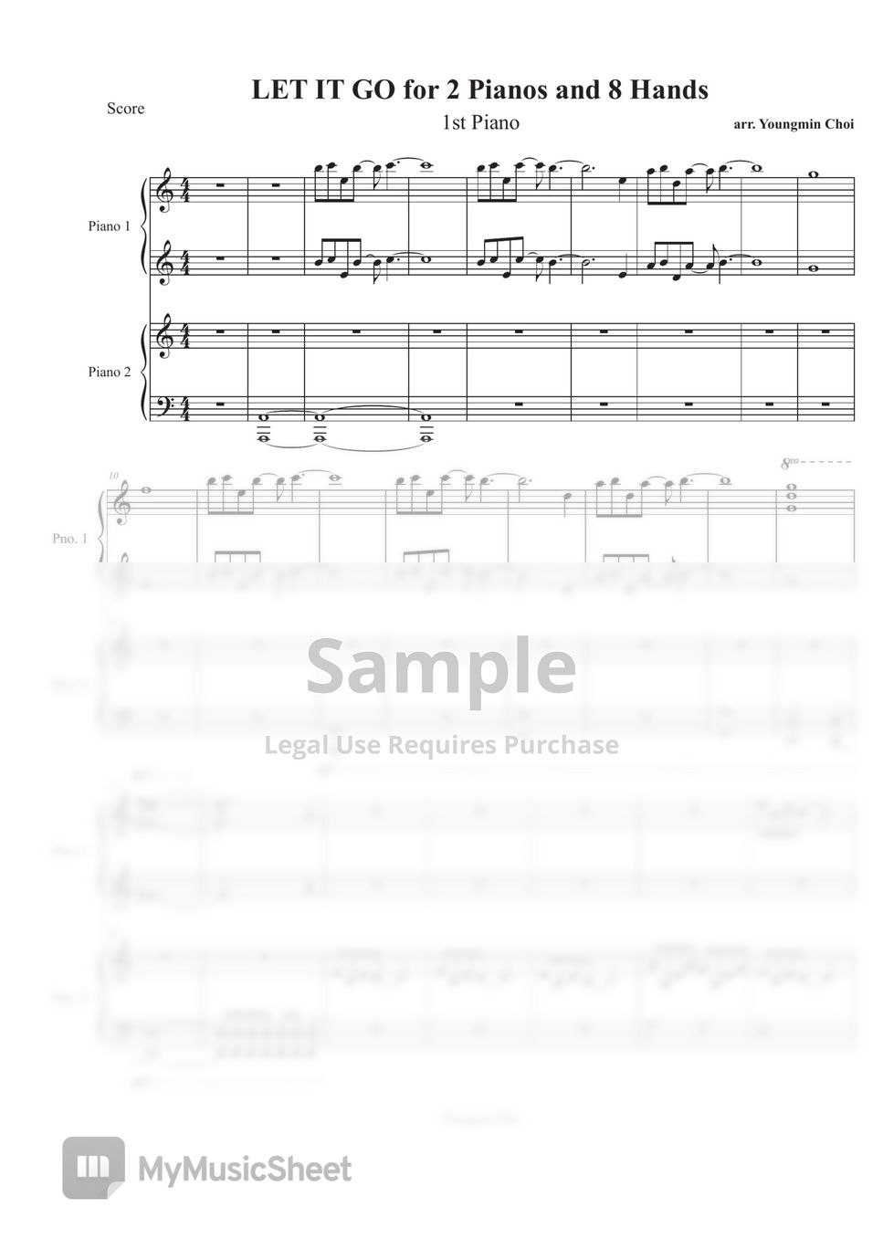 로버트 로페즈 - Let it go(for 2 Pianos and 8 Hands) (2피아노) 악보 by 최영민