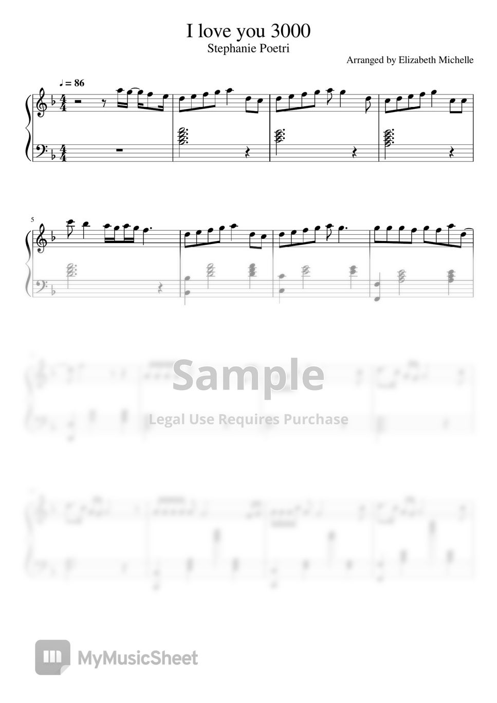 Stephanie Poetri - I LOVE YOU 3000 (Piano Sheet) Sheets by Elizabeth ...