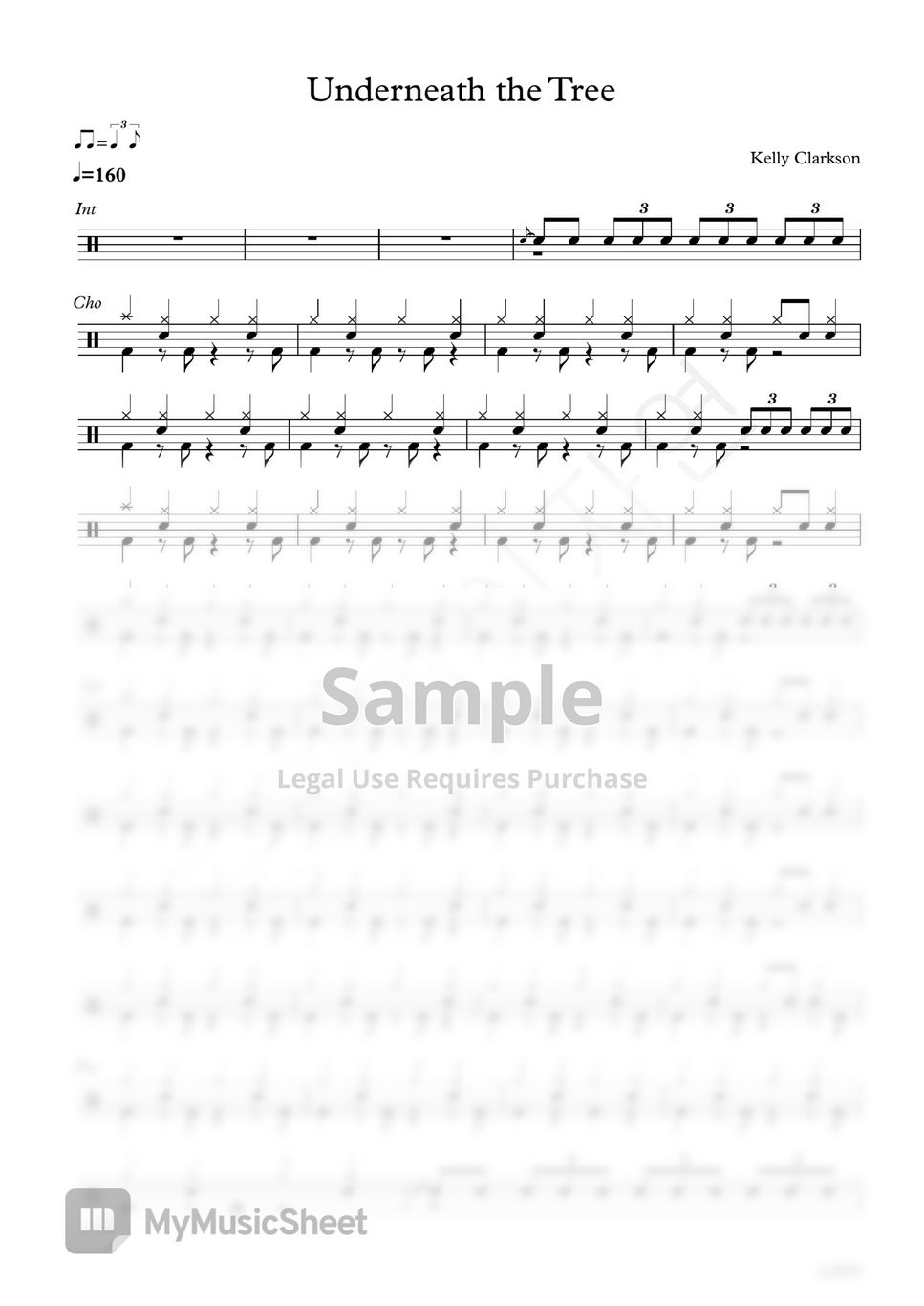 Kelly Clarkson - Underneath the Tree Sheet Music by 드러머이자연