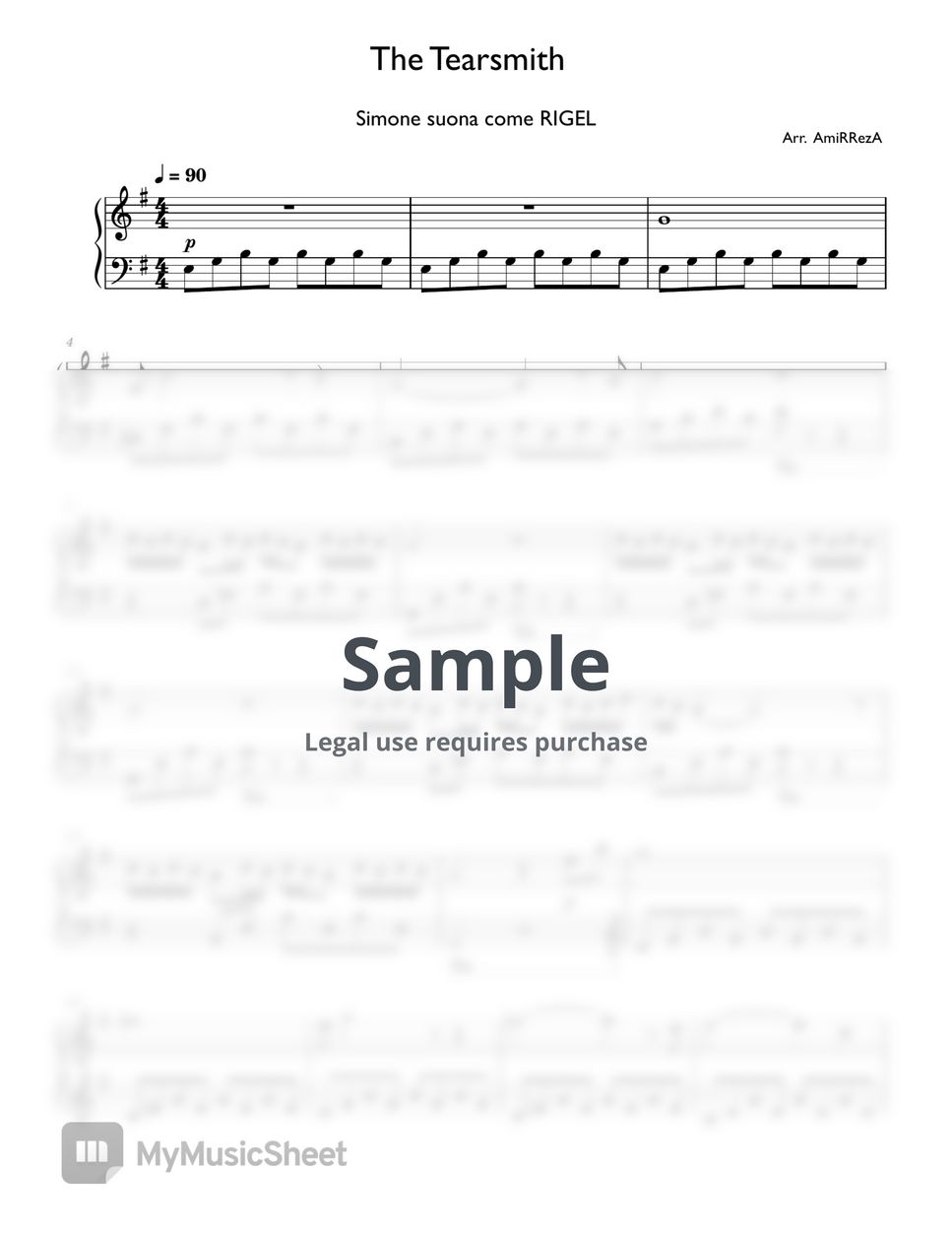 Andrea Farri - Simone suona come RIGEL (The Tearsmith) Sheet Music by ...