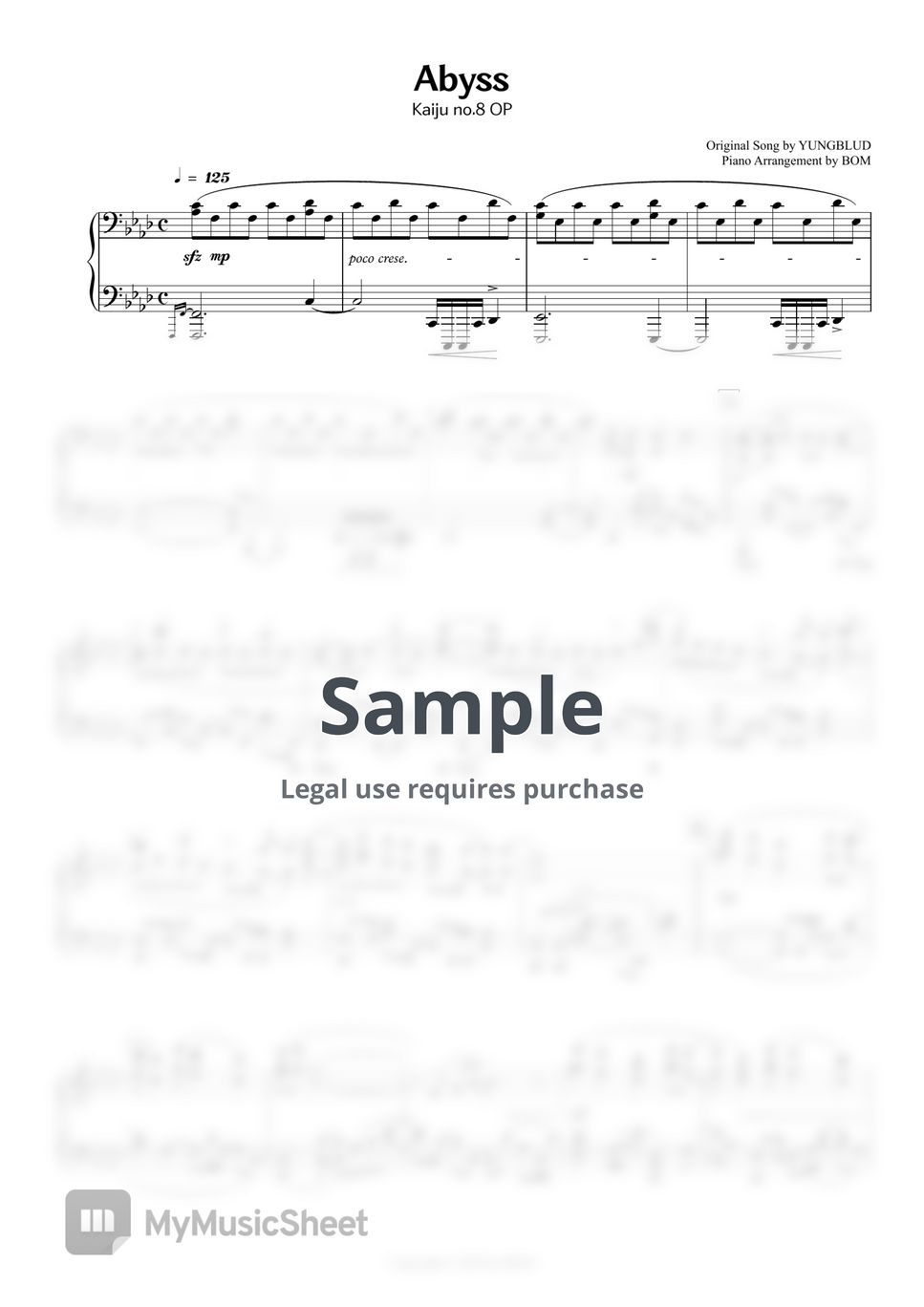 YUNGBLUD - Abyss (Kaiju No.8 OP) Sheets by BOM