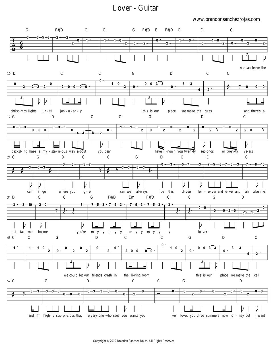 Lover - Guitar Tab TAB