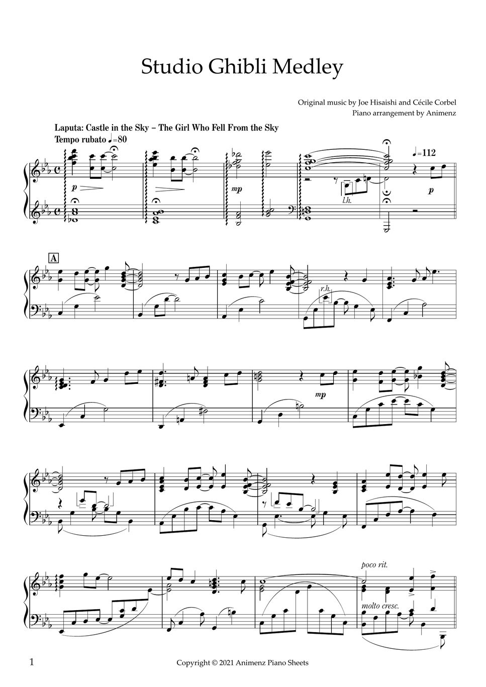 Joe Hisaishi, Cécile Corbel - Studio Ghibli Medley (6 Pieces: Laputa, Mononoke, Totoro, Spirited ...