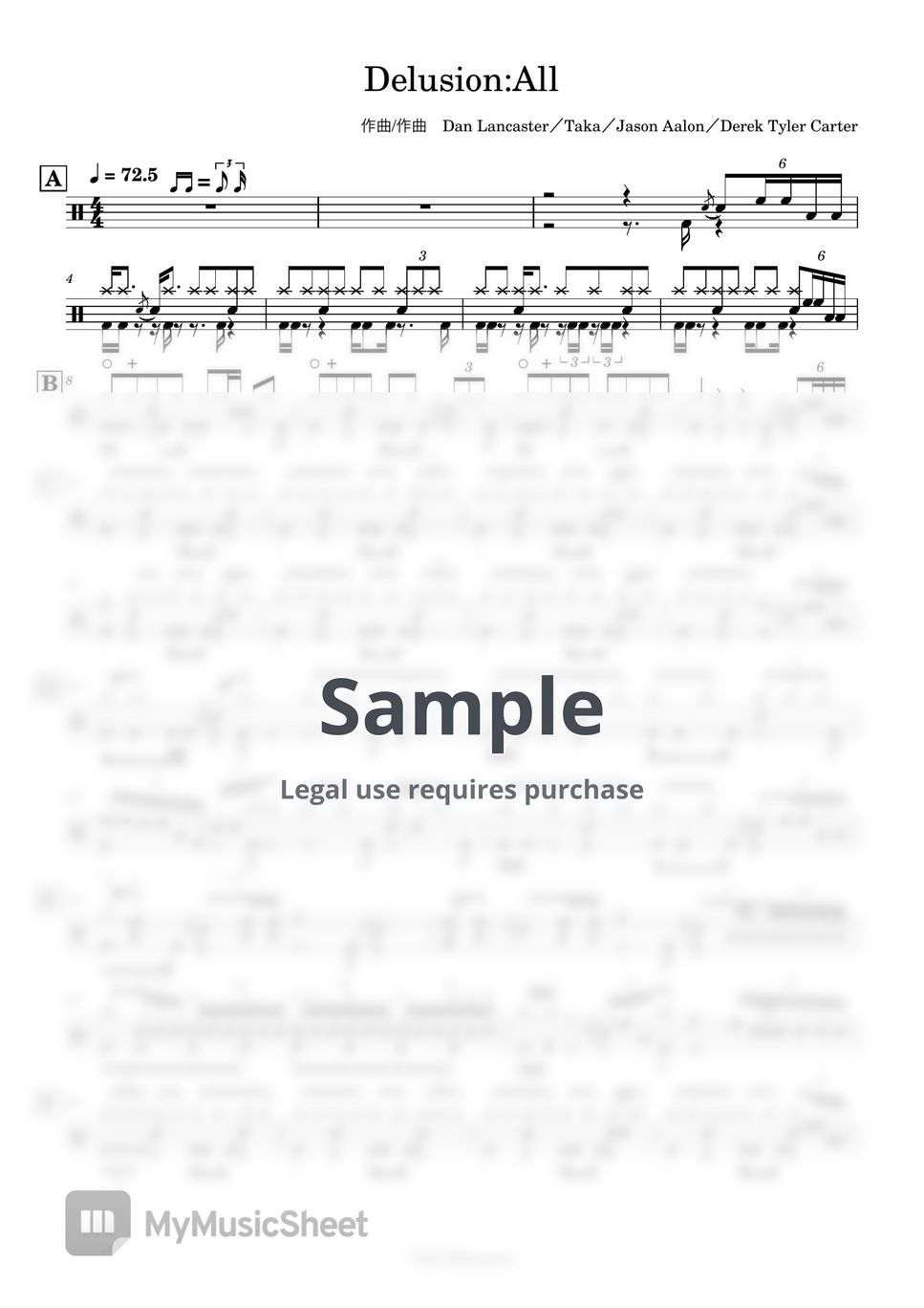 ONE OK ROCK - Delusion:All 楽譜 by Taiki Mizumoto