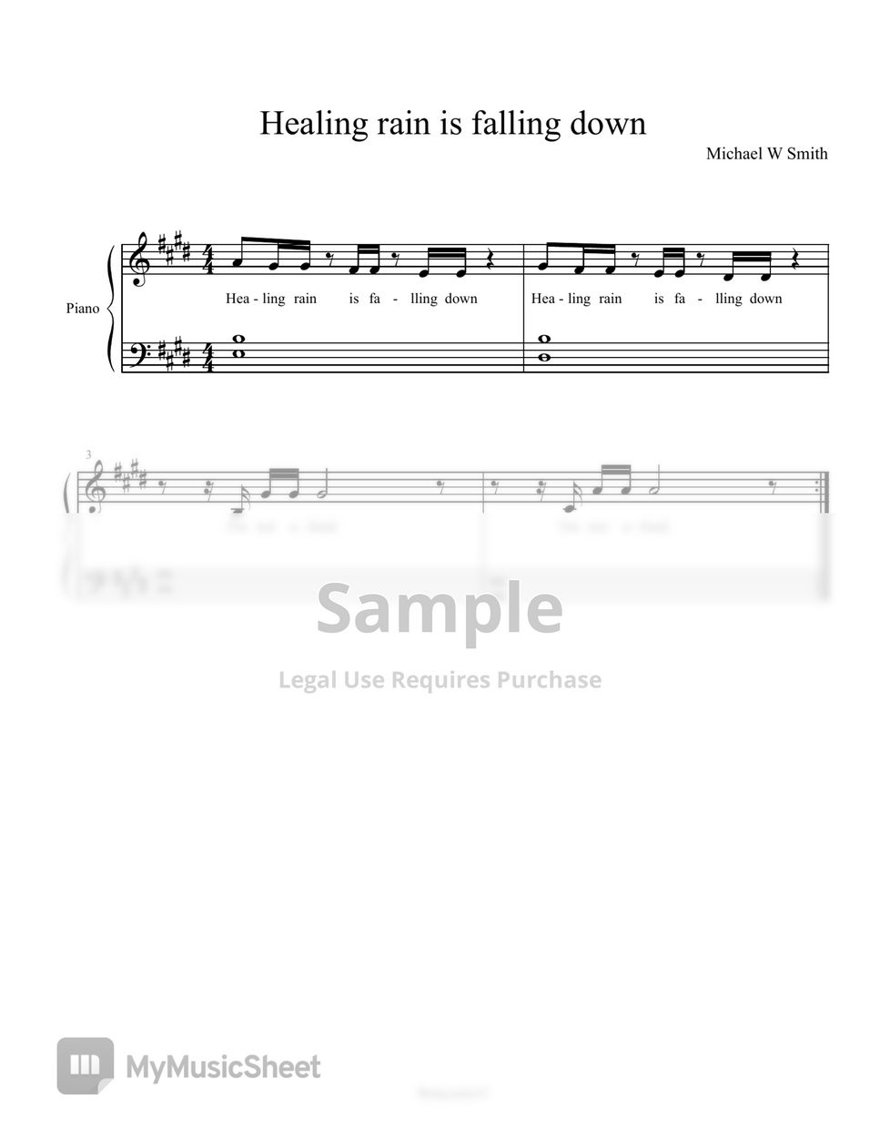 Michael W. Smith - Healing Rain (Easy PIano) Sheet Music by Betacustic