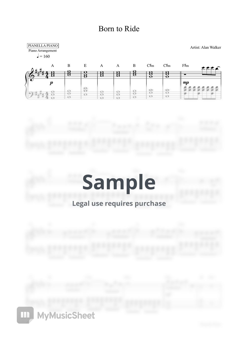 Alan Walker - Born to Ride (Piano Sheet) Sheets by Pianella Piano