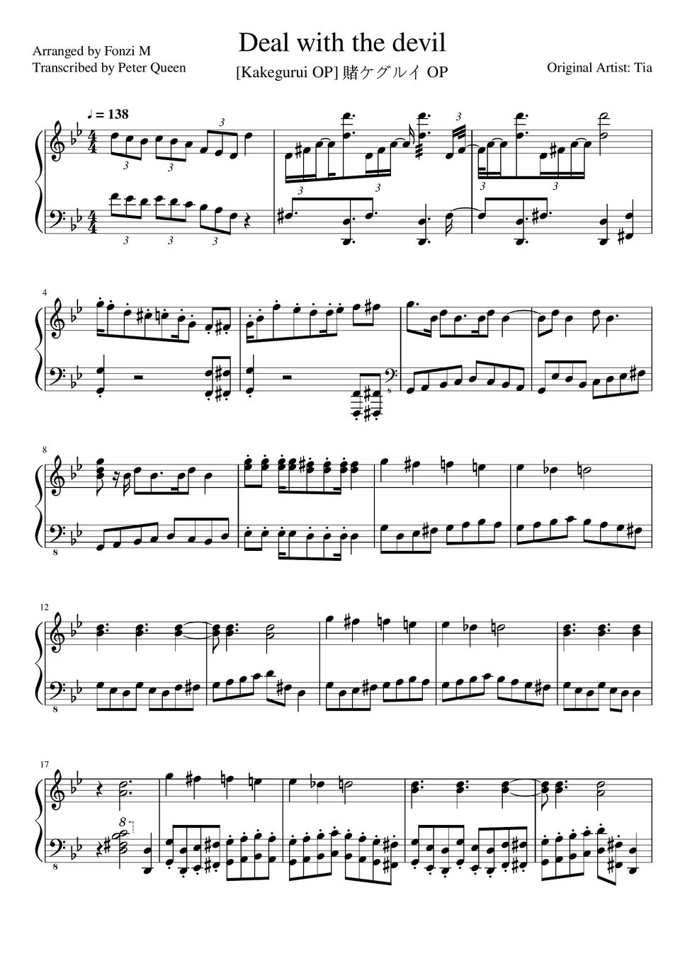 Tia - Kakegurui OP - "Deal with the devil" Sheets by Fonzi M