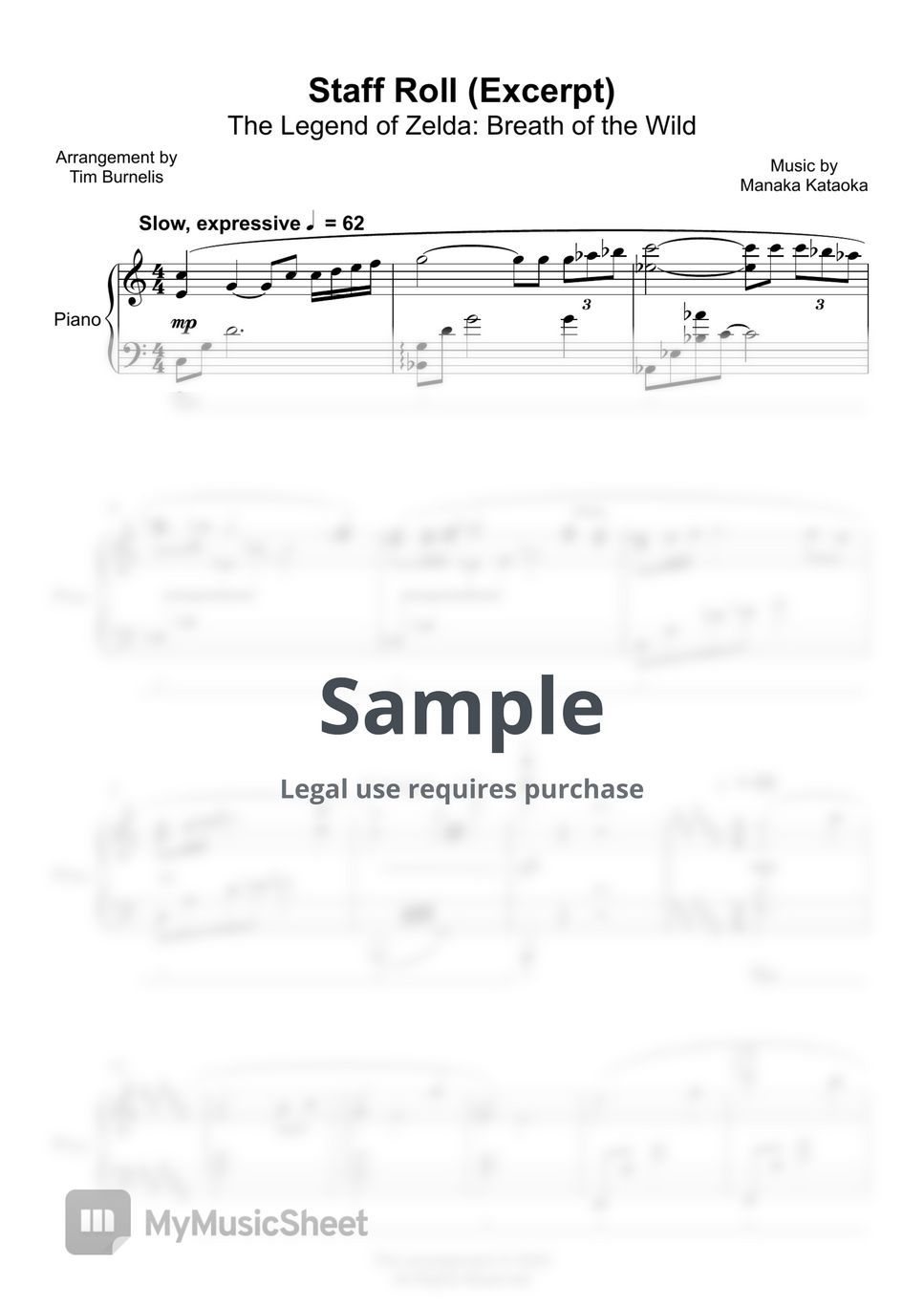 The Legend of Zelda: Breath of the Wild - Staff Roll (Excerpt) Sheets ...